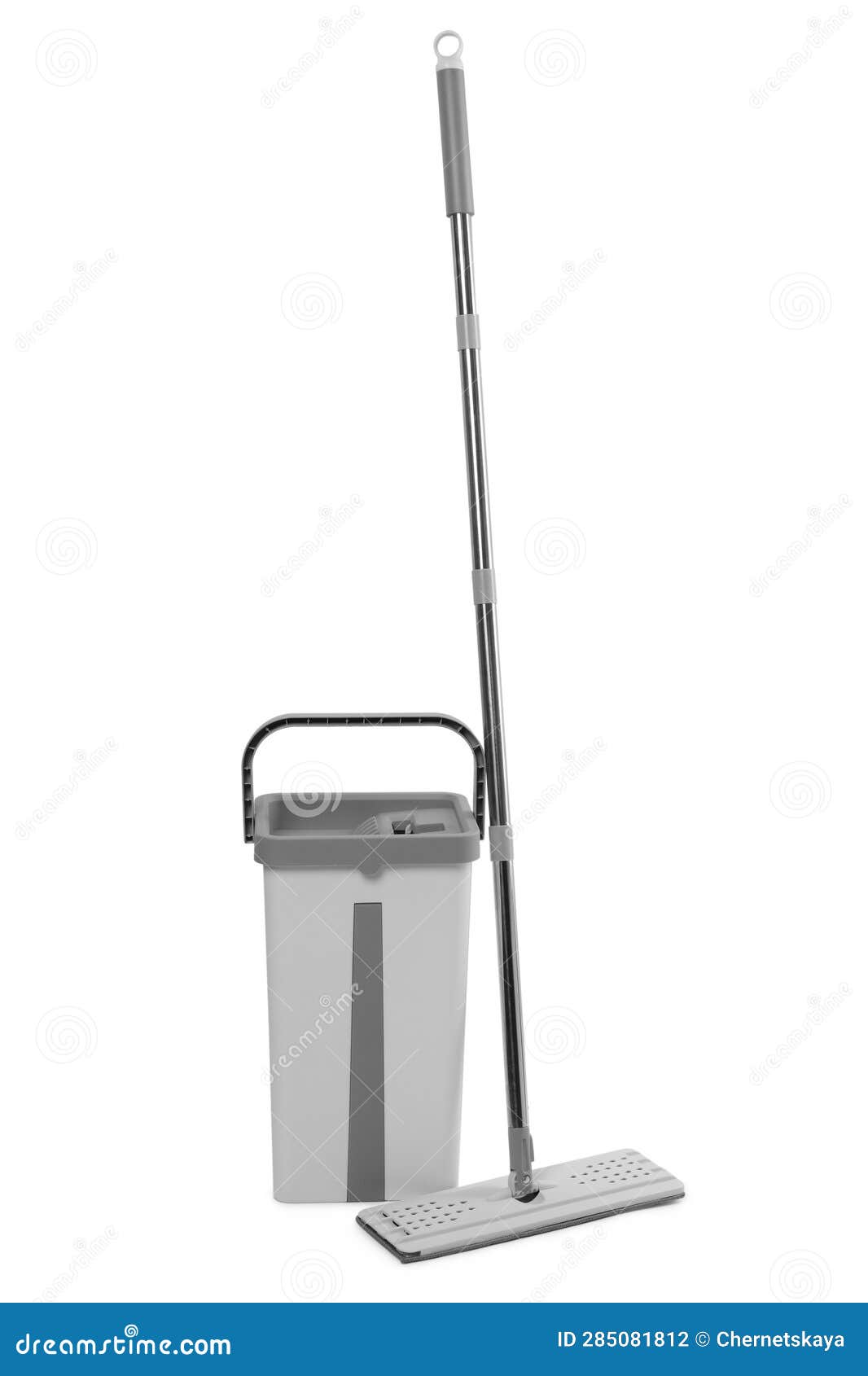 Mop and Plastic Bucket Isolated on White Stock Photo - Image of ...