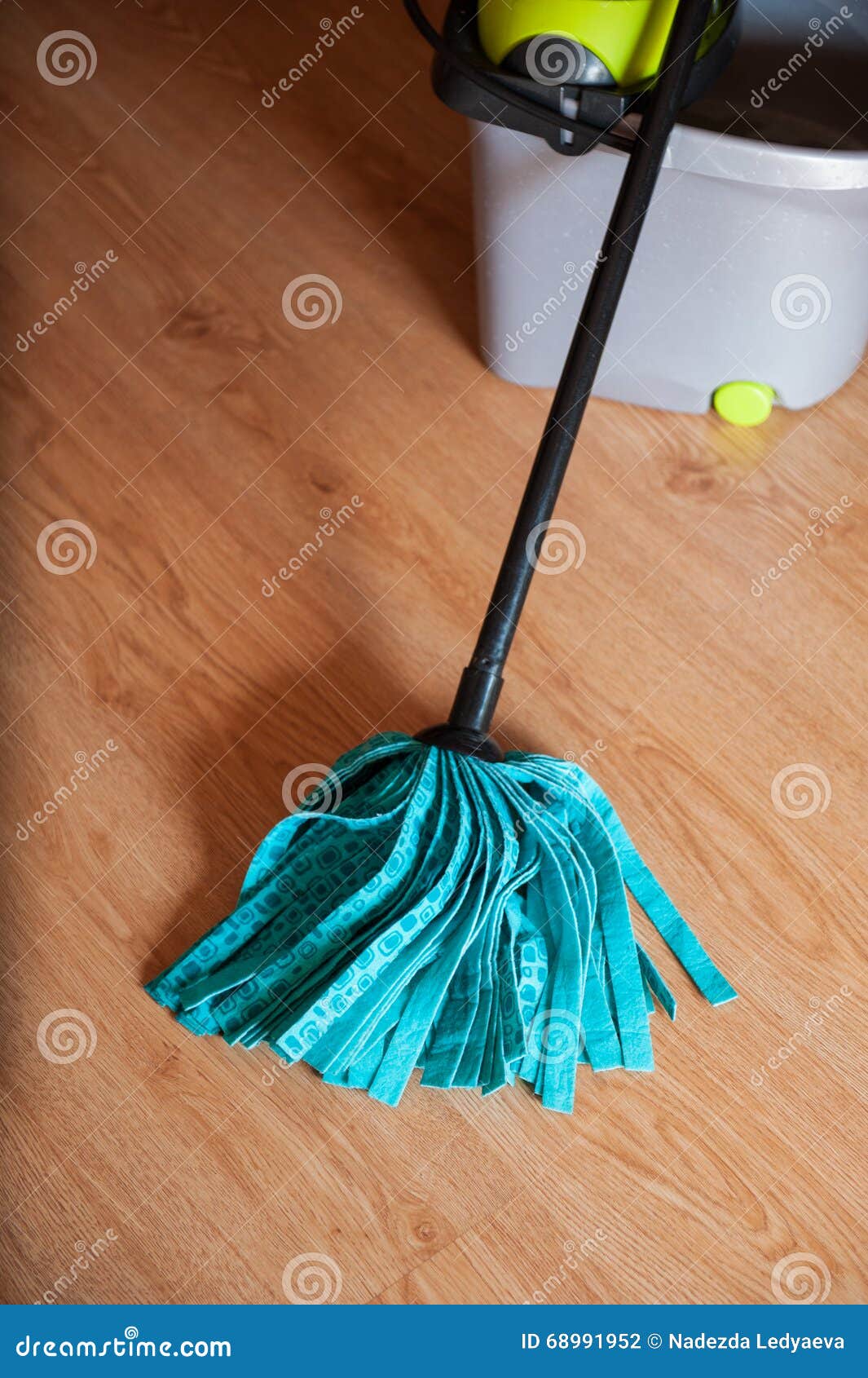 Mop with a bucket stock photo. Image of making, hardwood - 68991952