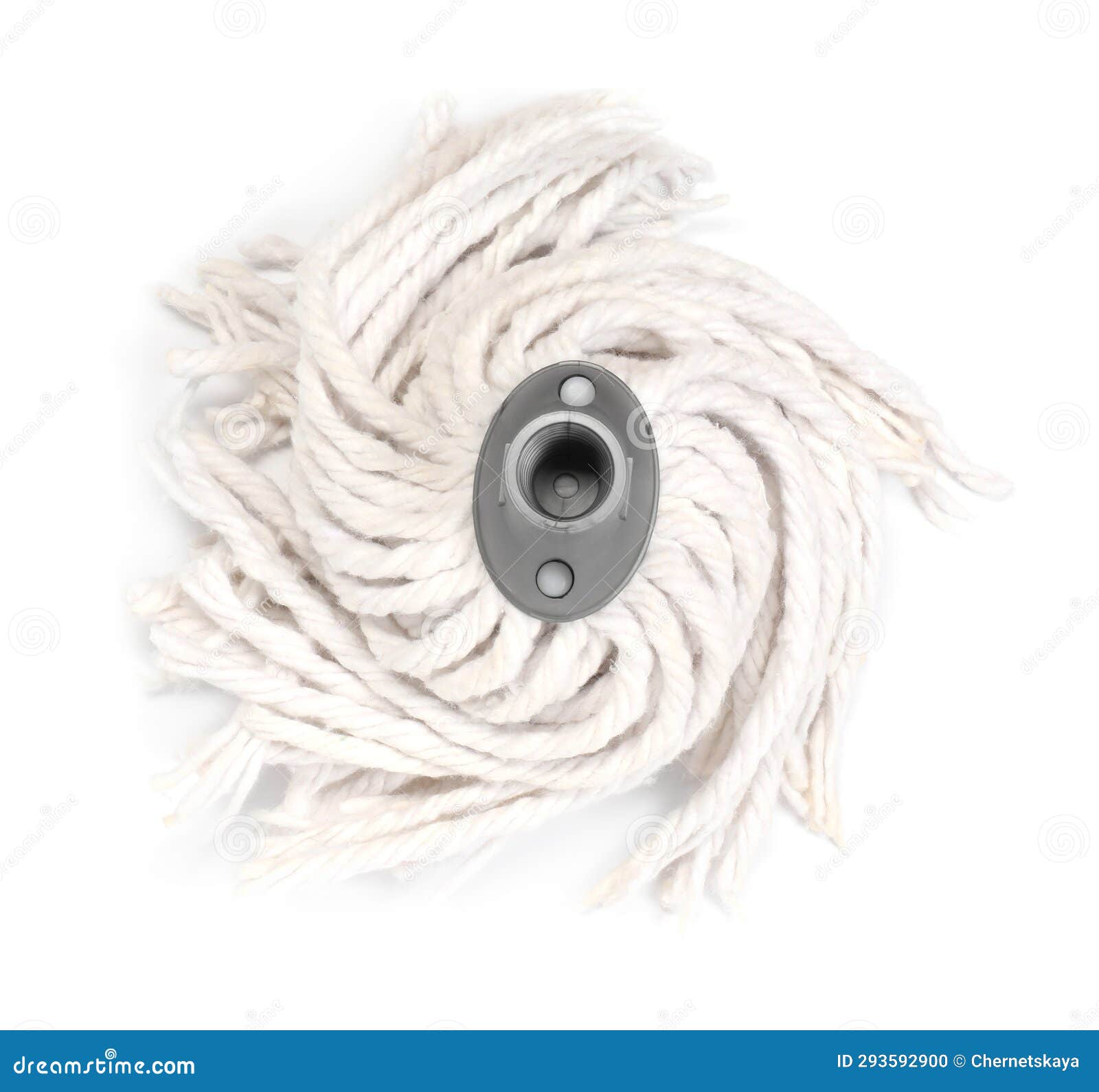 Mop Head with Ropes Isolated on White, Top View Stock Photo - Image of ...