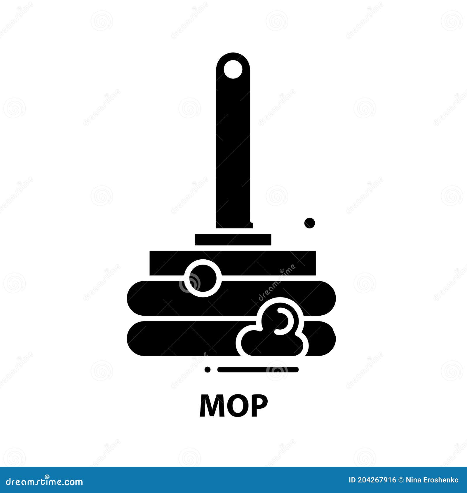 Mop Icon, Black Vector Sign with Editable Strokes, Concept Illustration ...