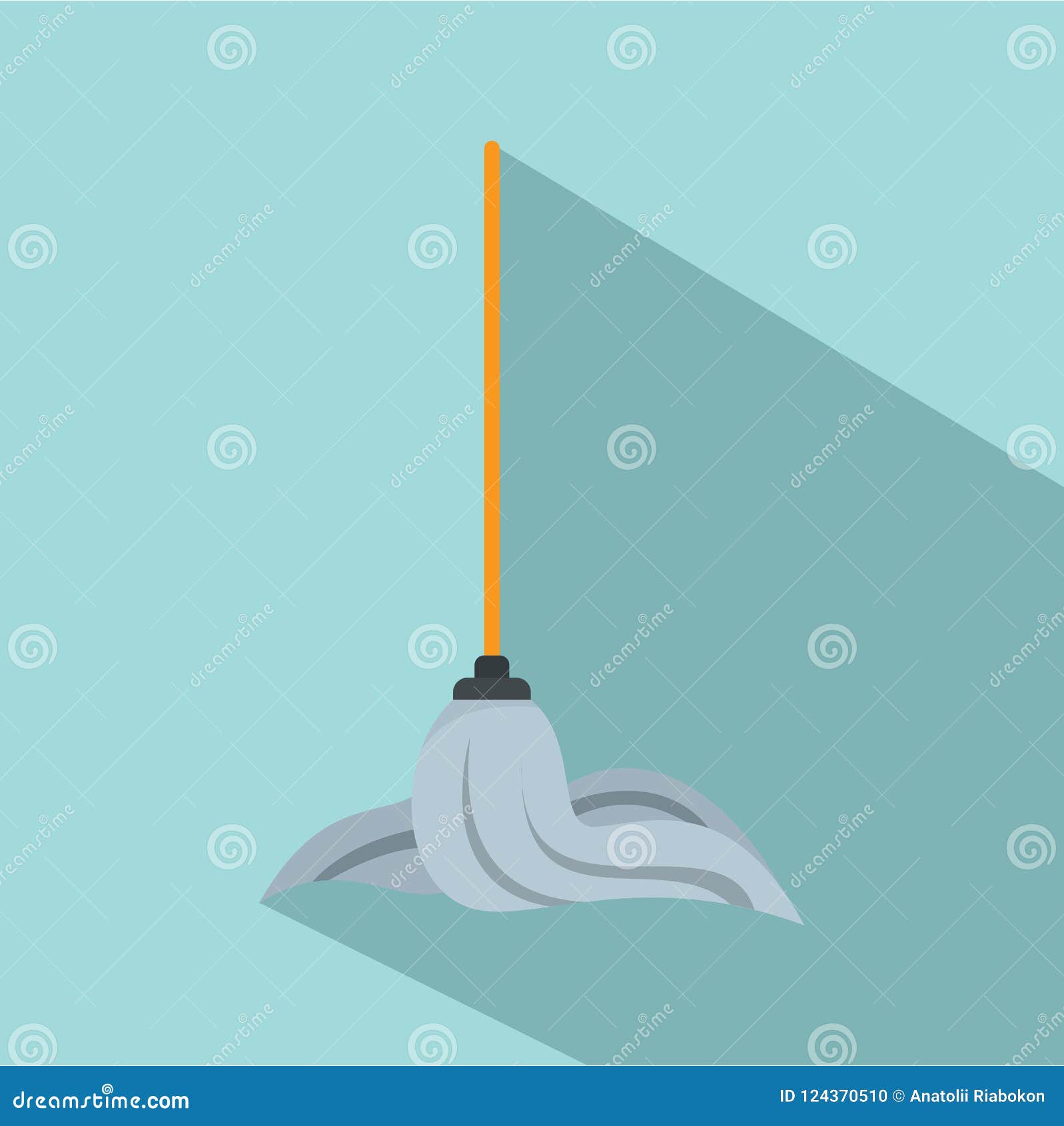Mop icon, flat style stock illustration. Illustration of hotel - 124370510