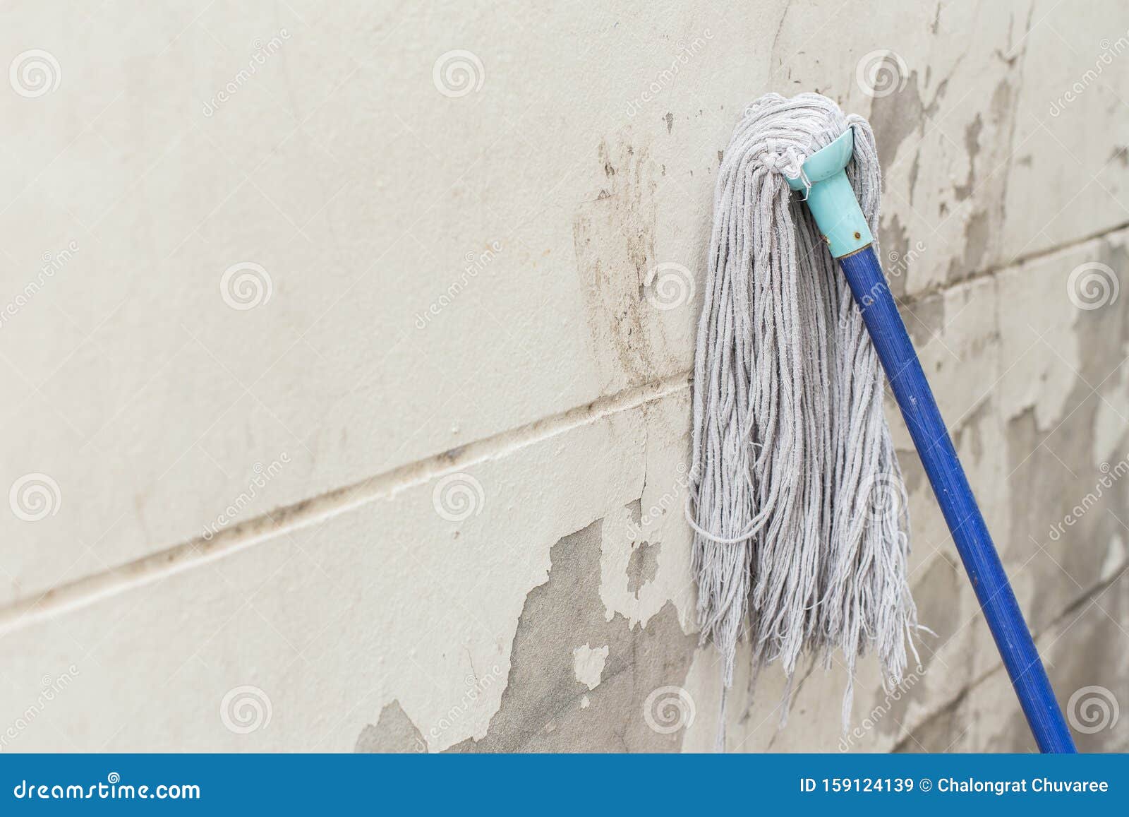 Mop on the Old Wall Texture Background Stock Image - Image of equipment ...
