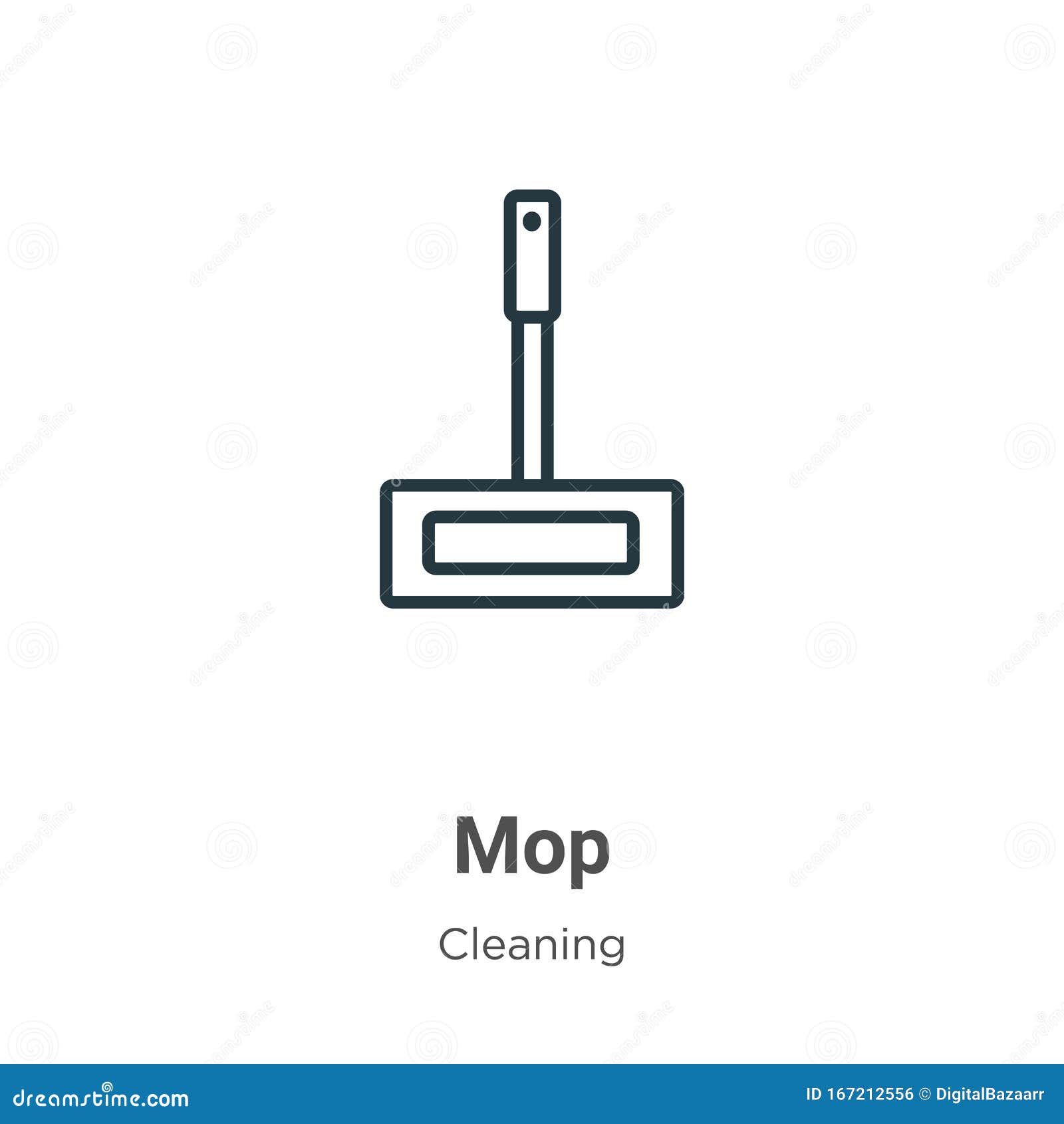 Mop Outline Vector Icon. Thin Line Black Mop Icon, Flat Vector Simple ...