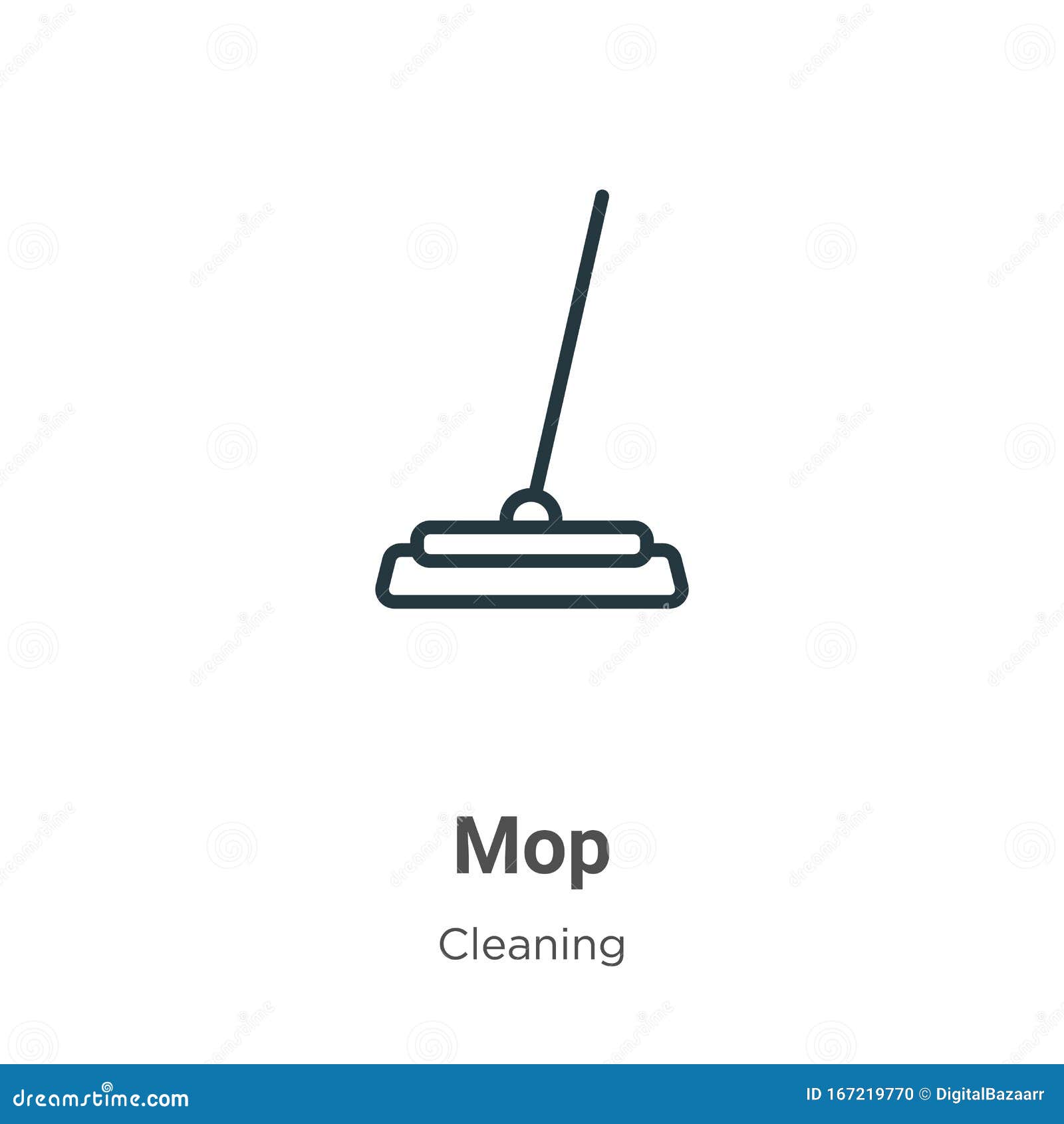 Mop Outline Vector Icon. Thin Line Black Mop Icon, Flat Vector Simple ...