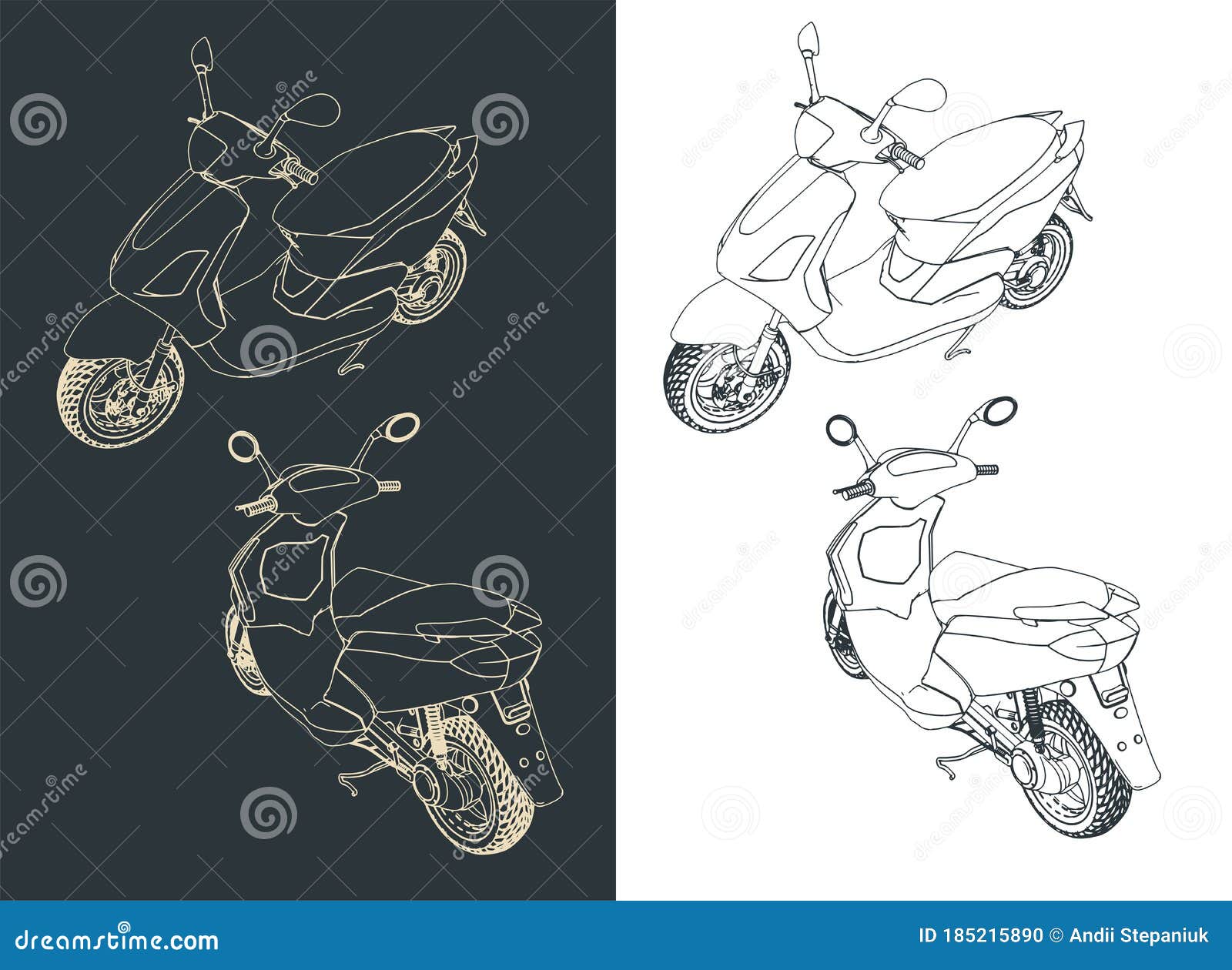 Moped Blueprints Illustration Stock Vector - Illustration of personal ...