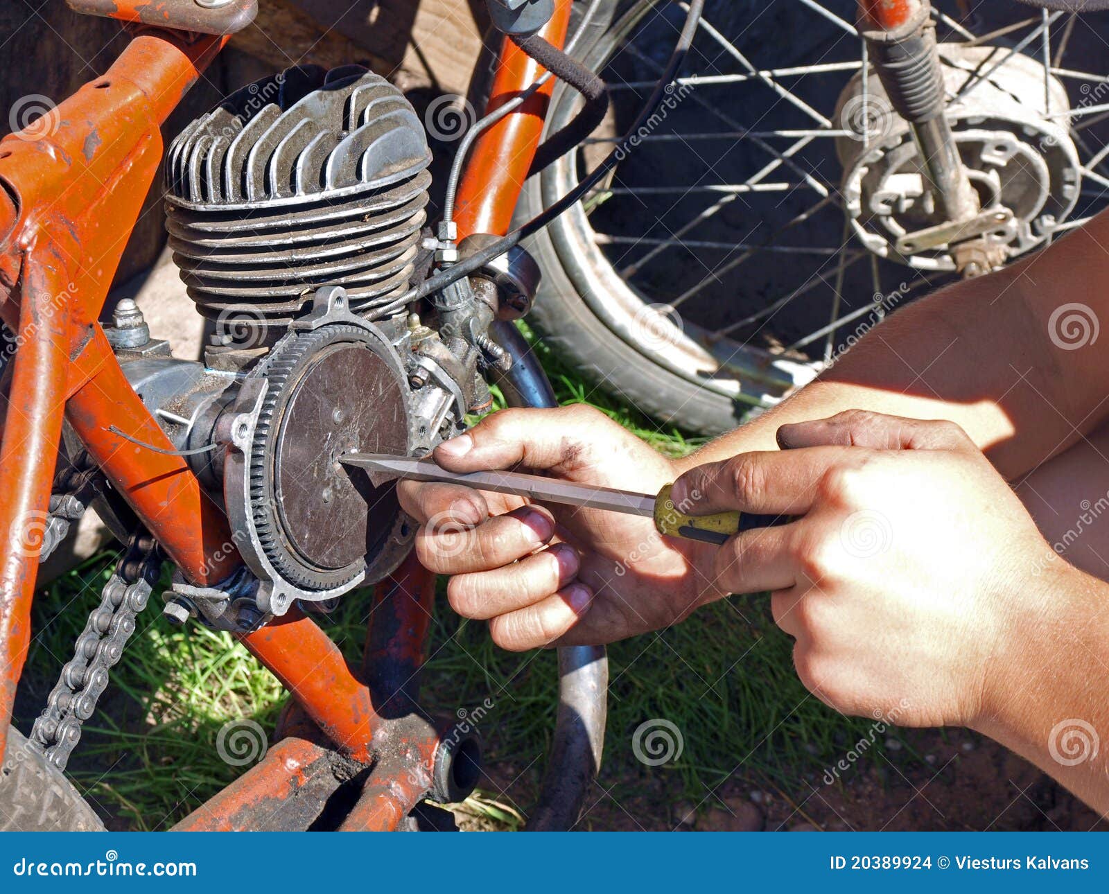 Moped repairing stock photo. Image of close, bike, tool - 20389924