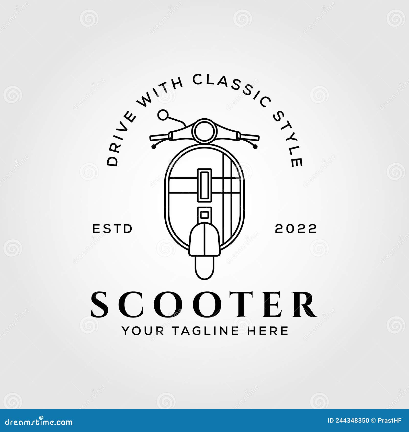 Moped Scooter Logo Design. Retro Scooter Front View Vector Design Stock ...