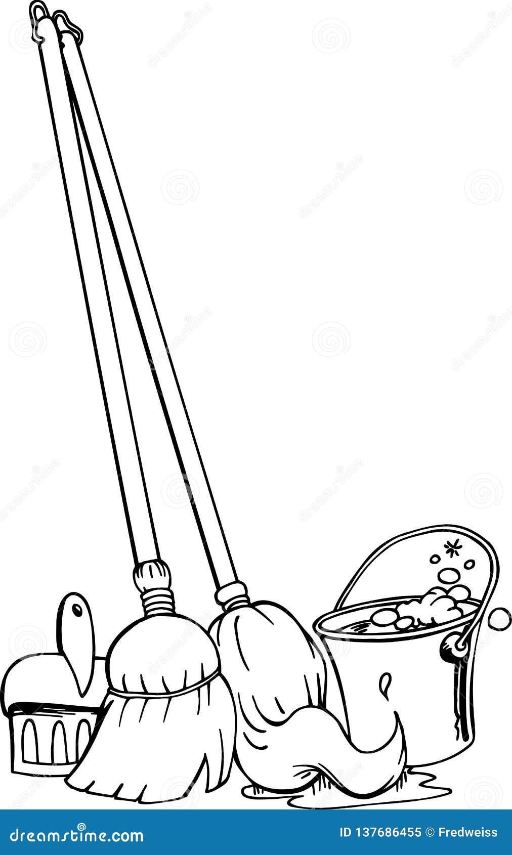 Mopp-, Besen-u. Eimer-Vektor-Illustration Vektor Abbildung ...