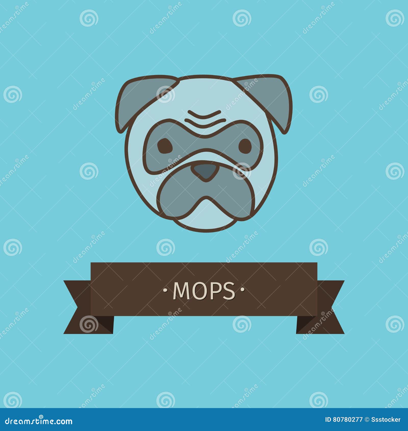 Mops Dog Head In Pixel Art Style. Cartoon Vector | CartoonDealer.com ...