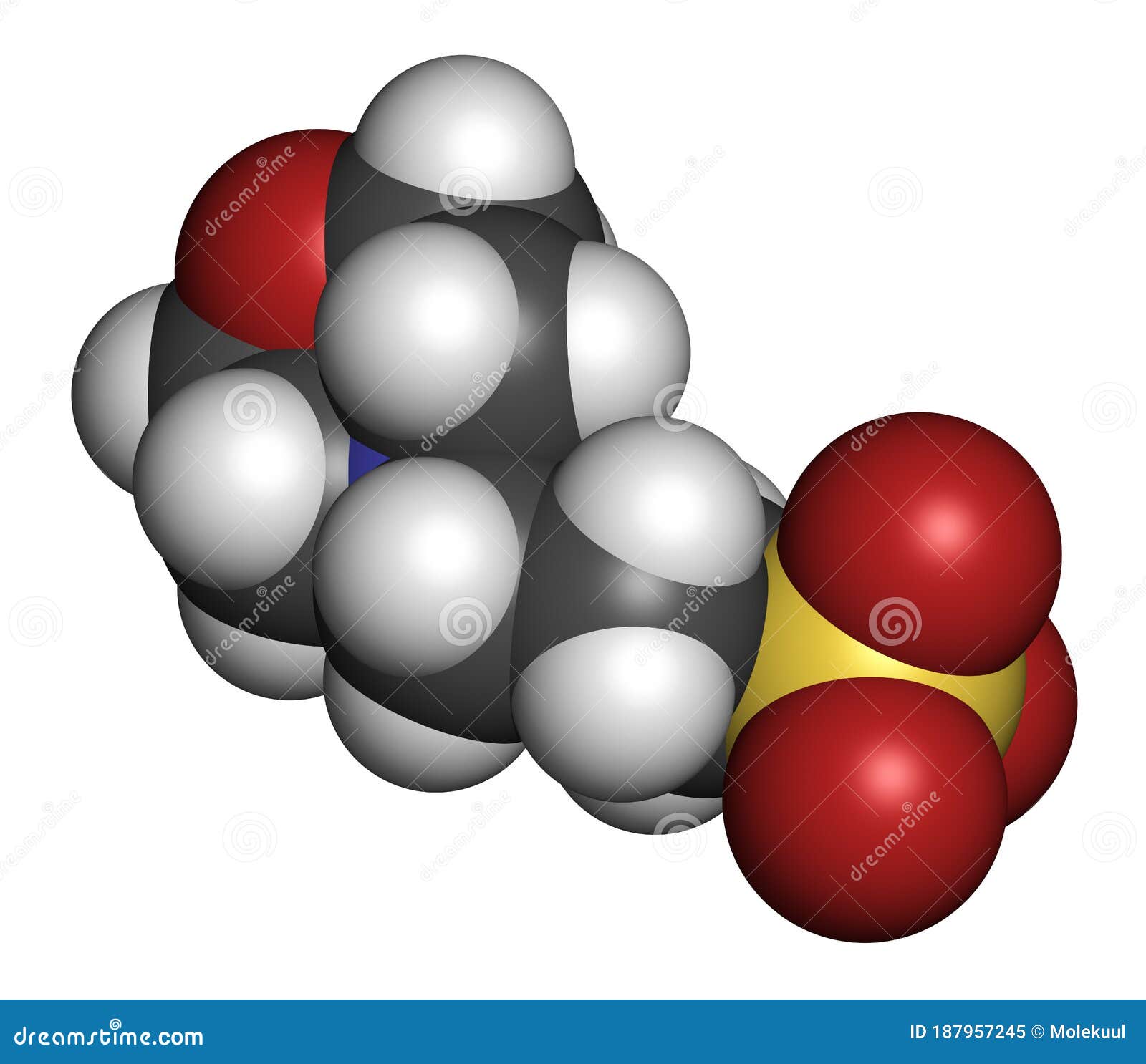 MOPS Buffering Agent Molecule. 3D Rendering. Atoms are Represented As ...