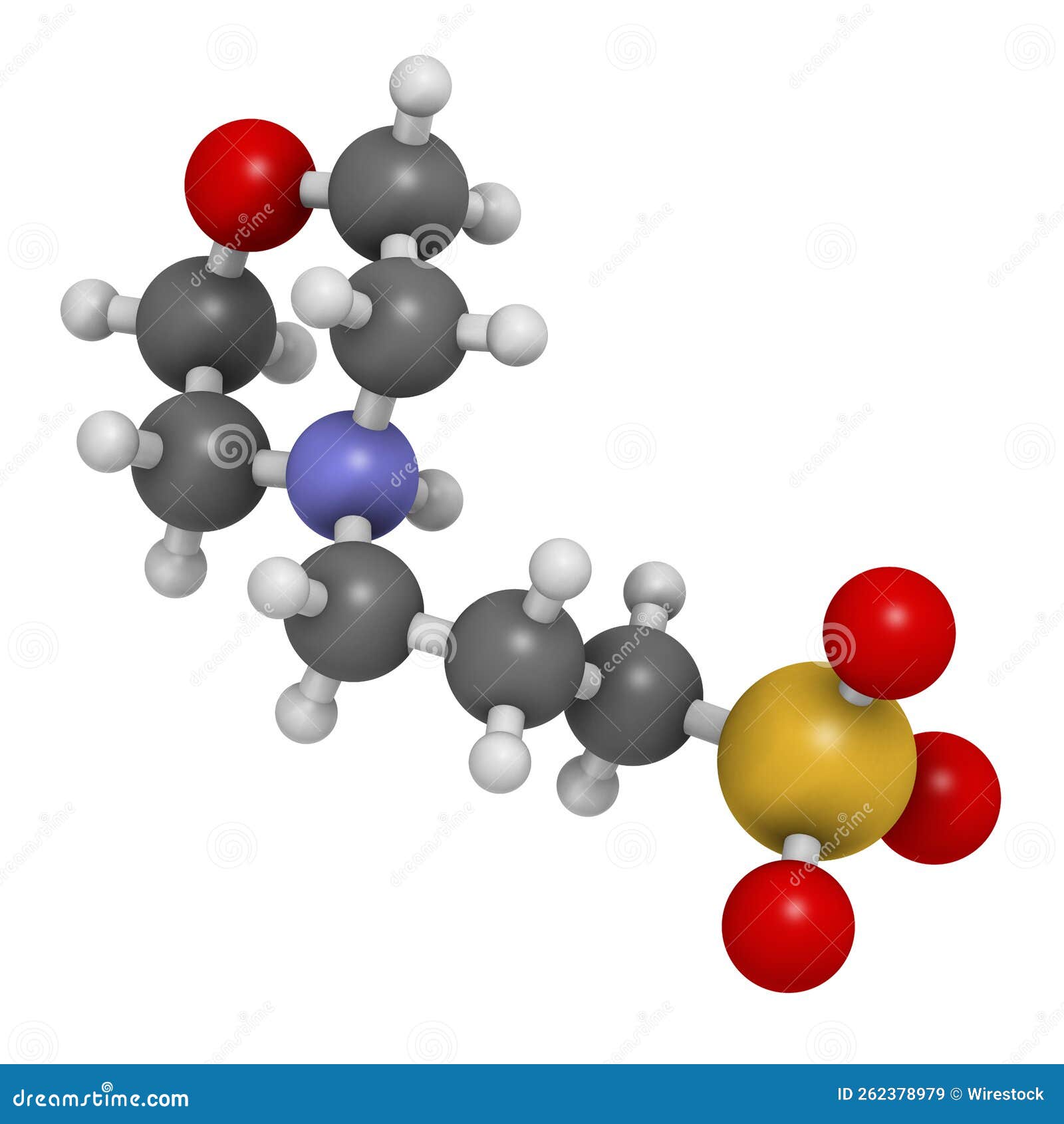 MOPS Buffering Agent Molecule. 3D Rendering Stock Illustration ...