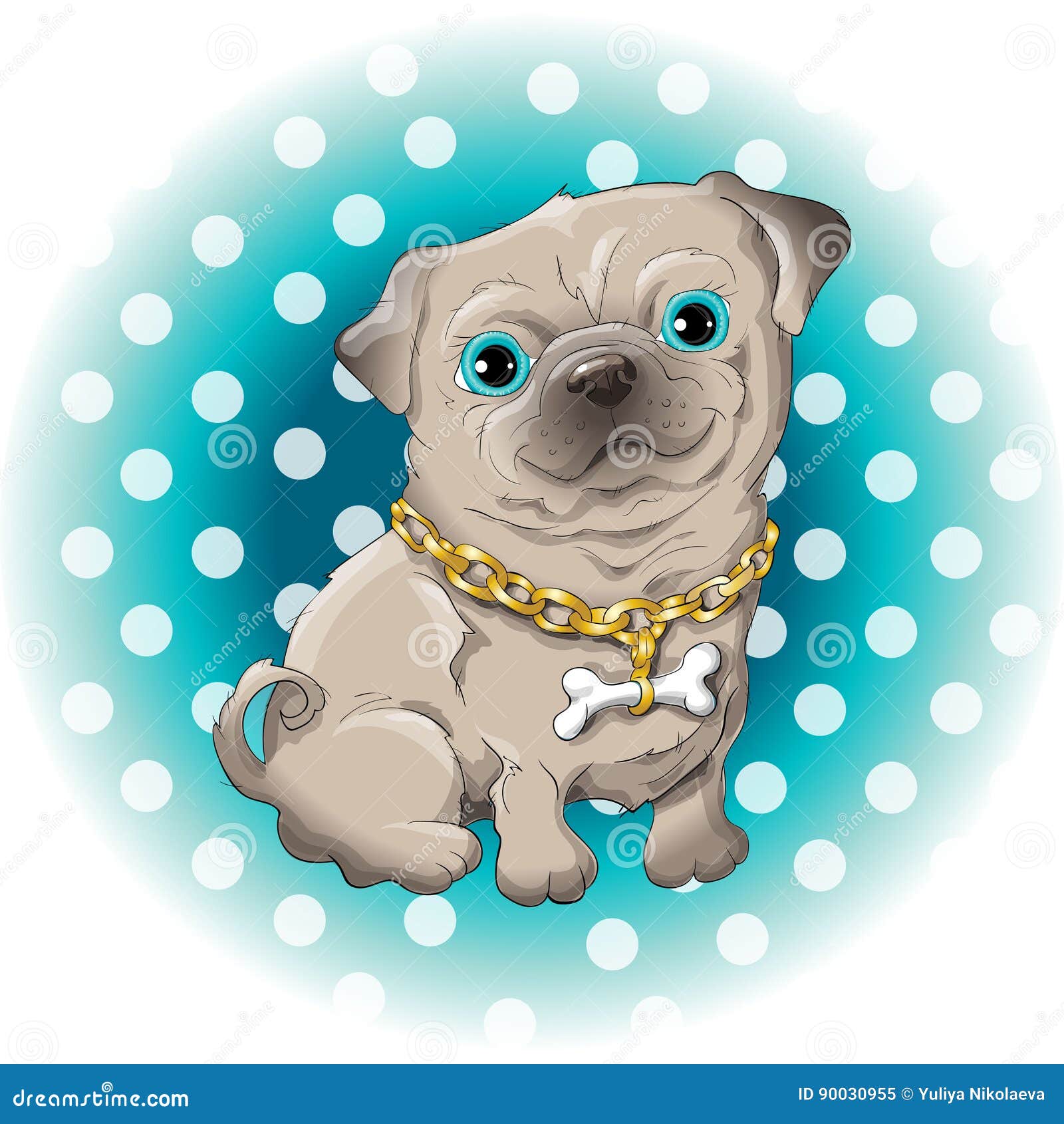 Mops stock vector. Illustration of postcard, drawn, design - 90030955