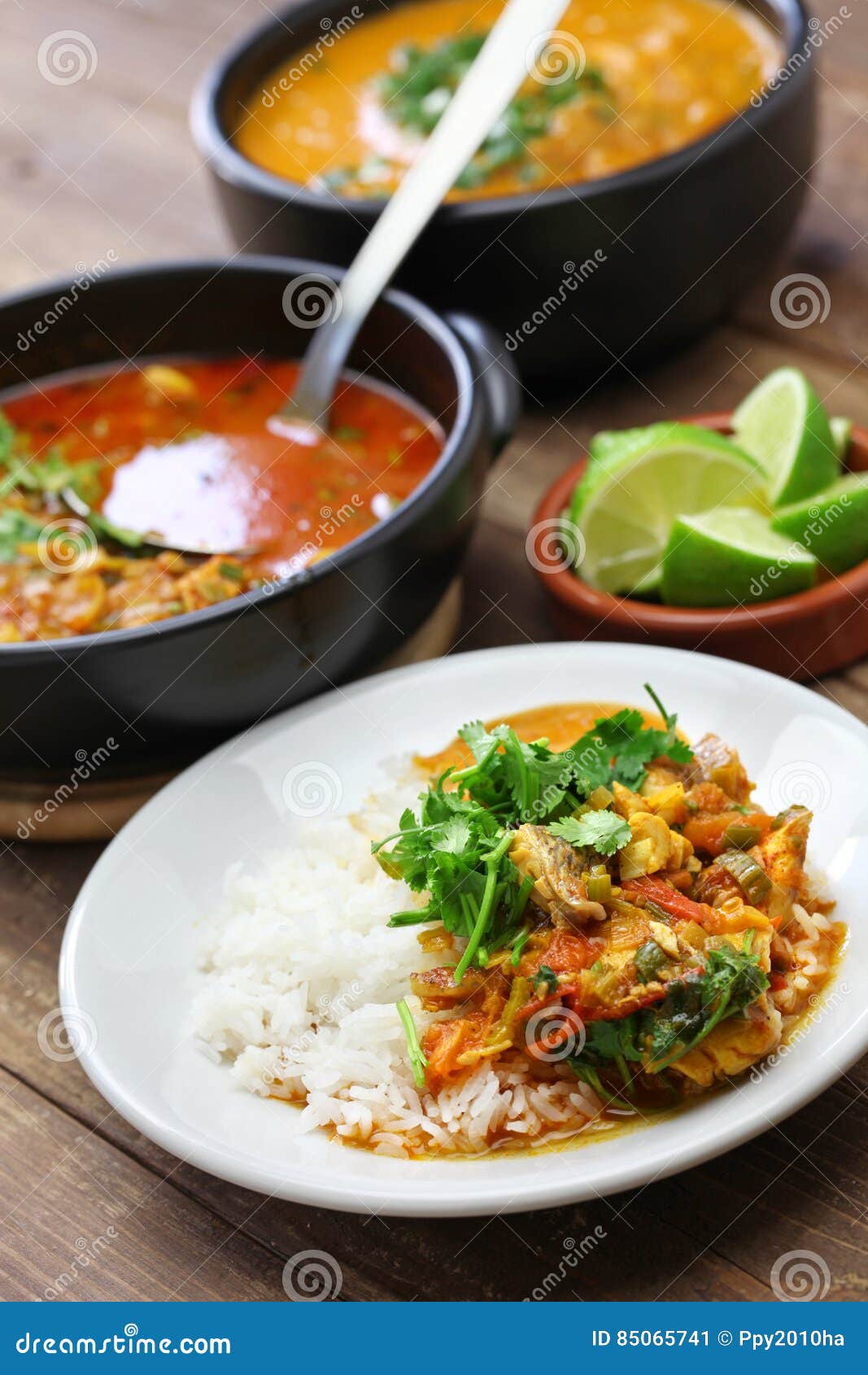 Moqueca, Brazilian Fish Stew Stock Image - Image of rice, cilantro ...