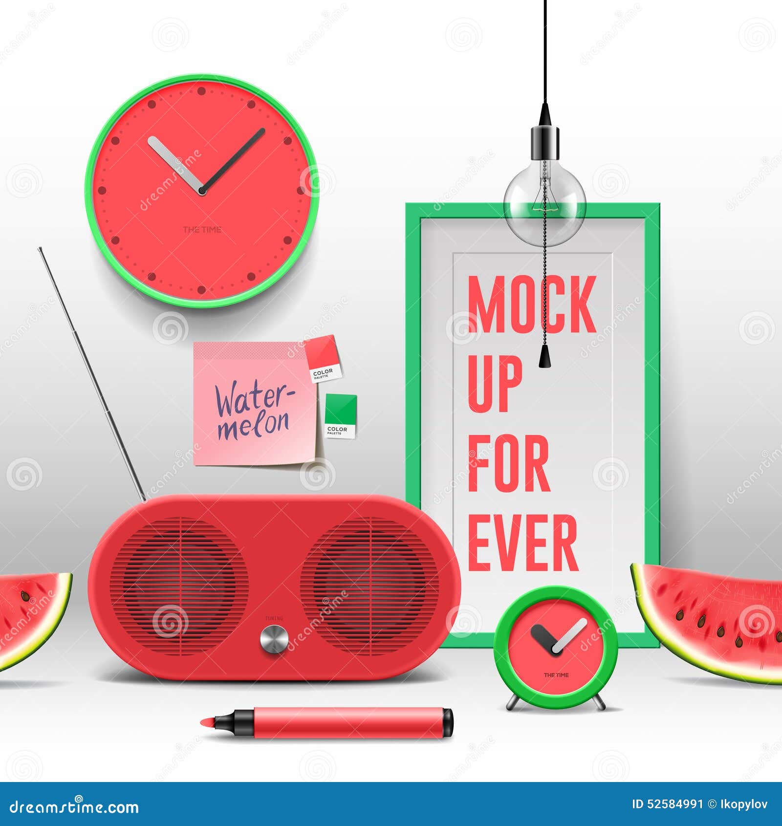 Moquerie D'espace De Travail, Objets Rouges Illustration de Vecteur ...