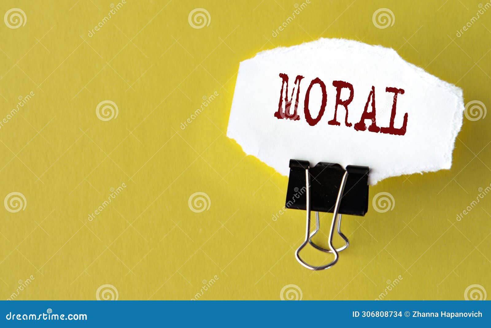 MORAL - the Word is Printed on a White Piece of Paper on a Yellow ...