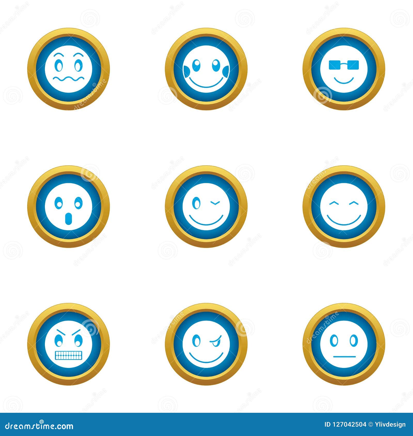 Morale Icons Set, Flat Style Stock Vector - Illustration of emoji ...