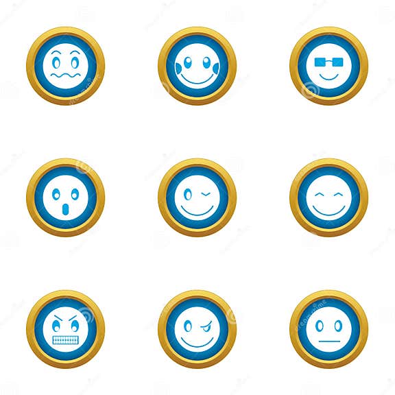Morale Icons Set, Flat Style Stock Vector - Illustration of emoji ...