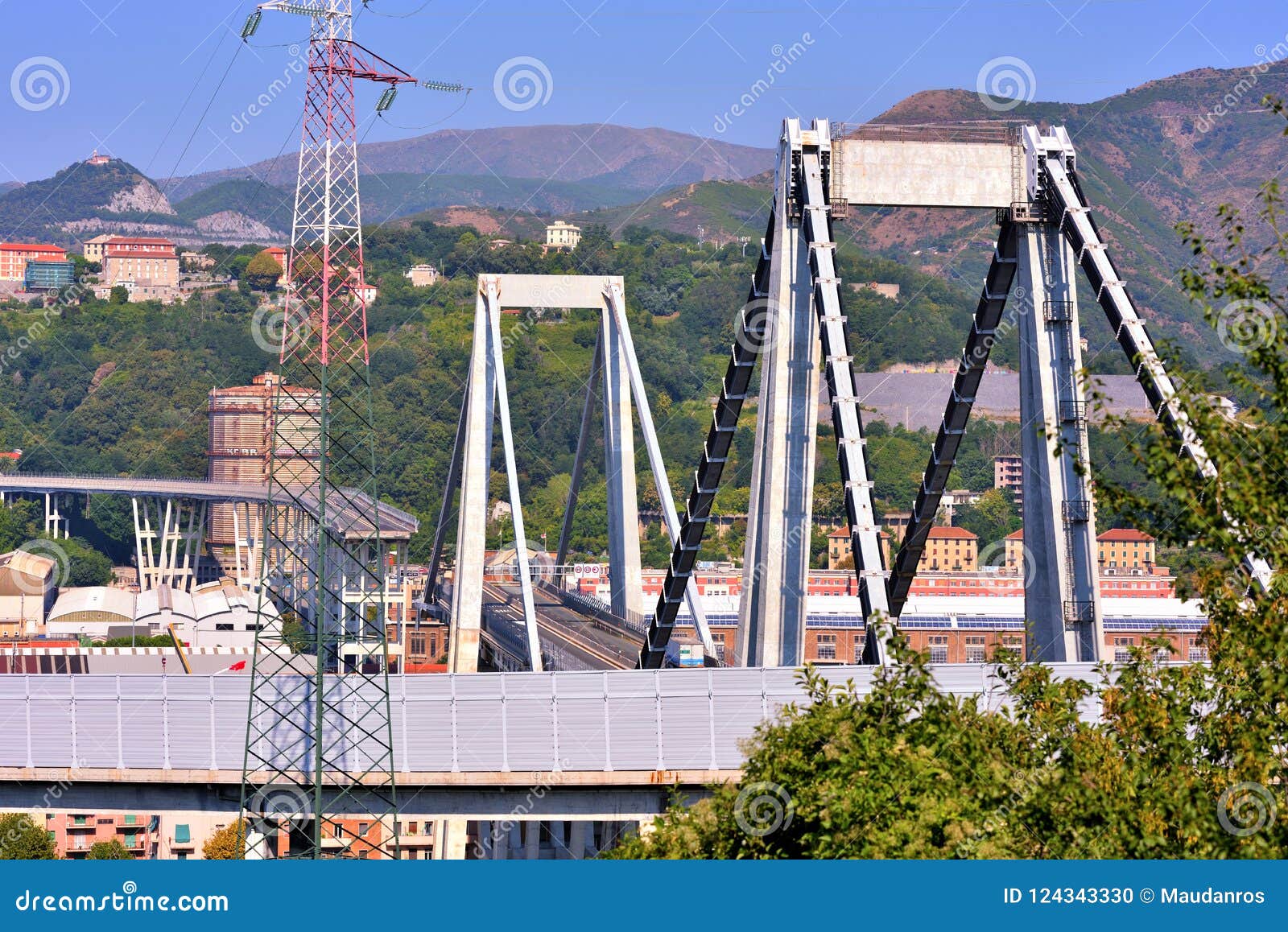 Morandi Bridge Genoa Italy editorial image. Image of failure - 124343330