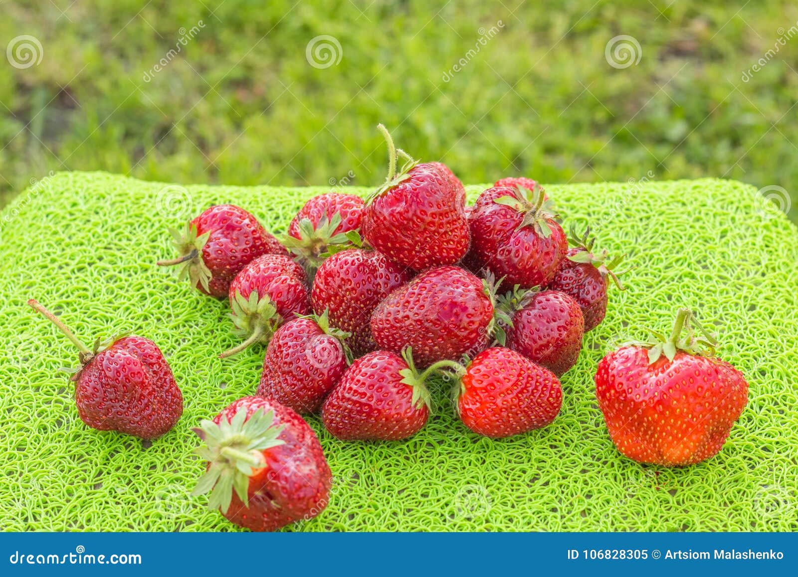 Morango Grande Madura Em Um Fundo Verde Imagem de Stock - Imagem de ...