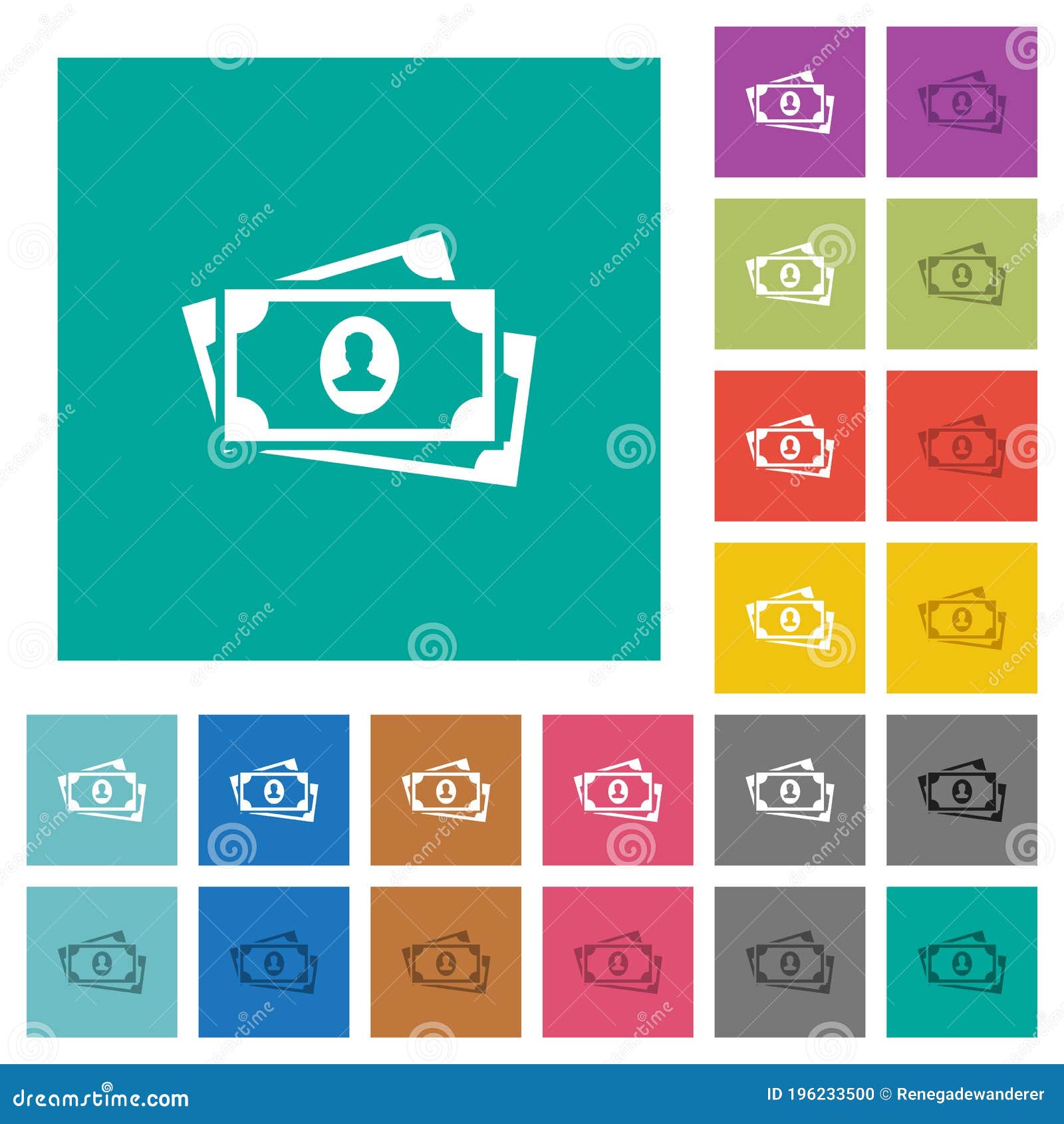 More Banknotes with Portrait Square Flat Multi Colored Icons Stock ...