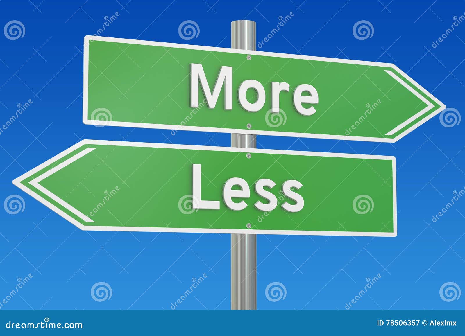 More or less Concept on the Road Signpost, 3D Rendering Stock ...