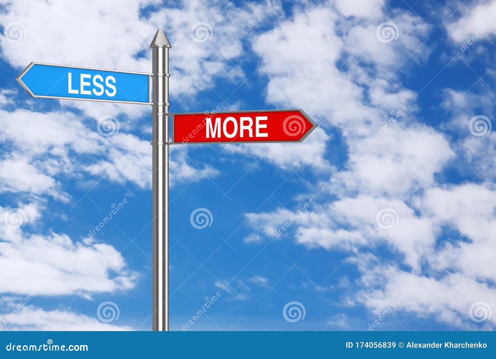 Less and More Direction Arrows Road Sign. 3d Rendering Stock ...