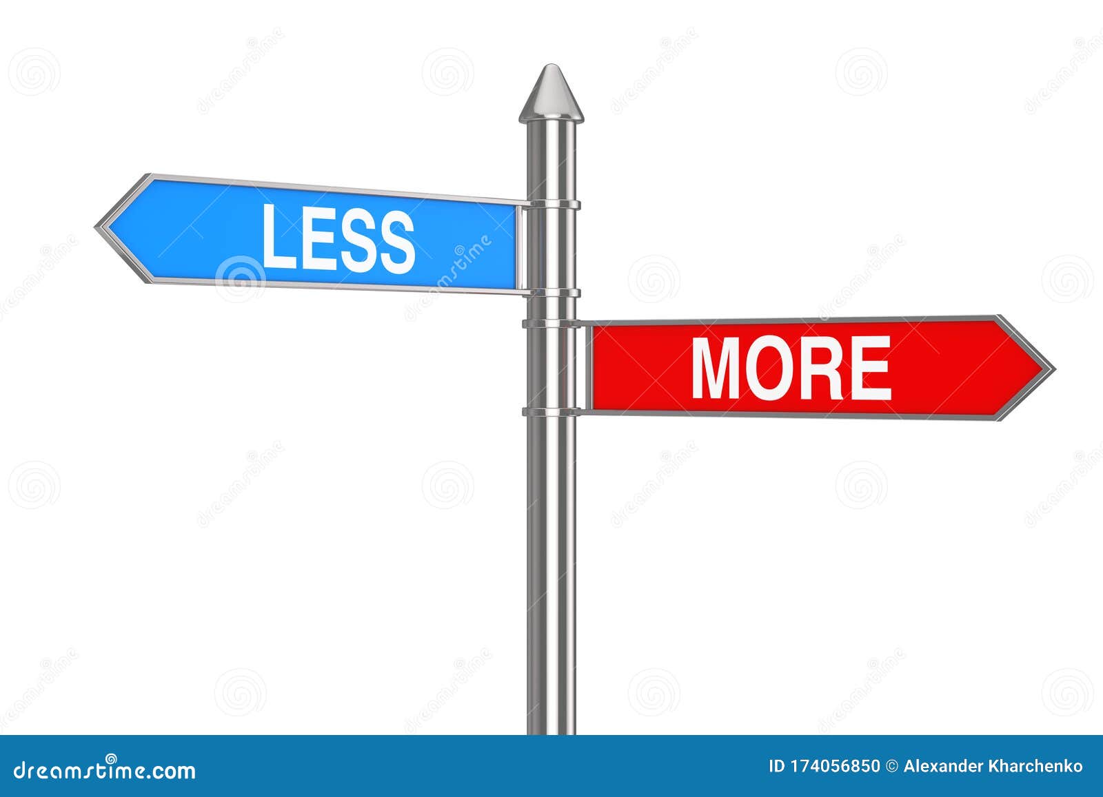 Less and More Direction Arrows Road Sign. 3d Rendering Stock ...