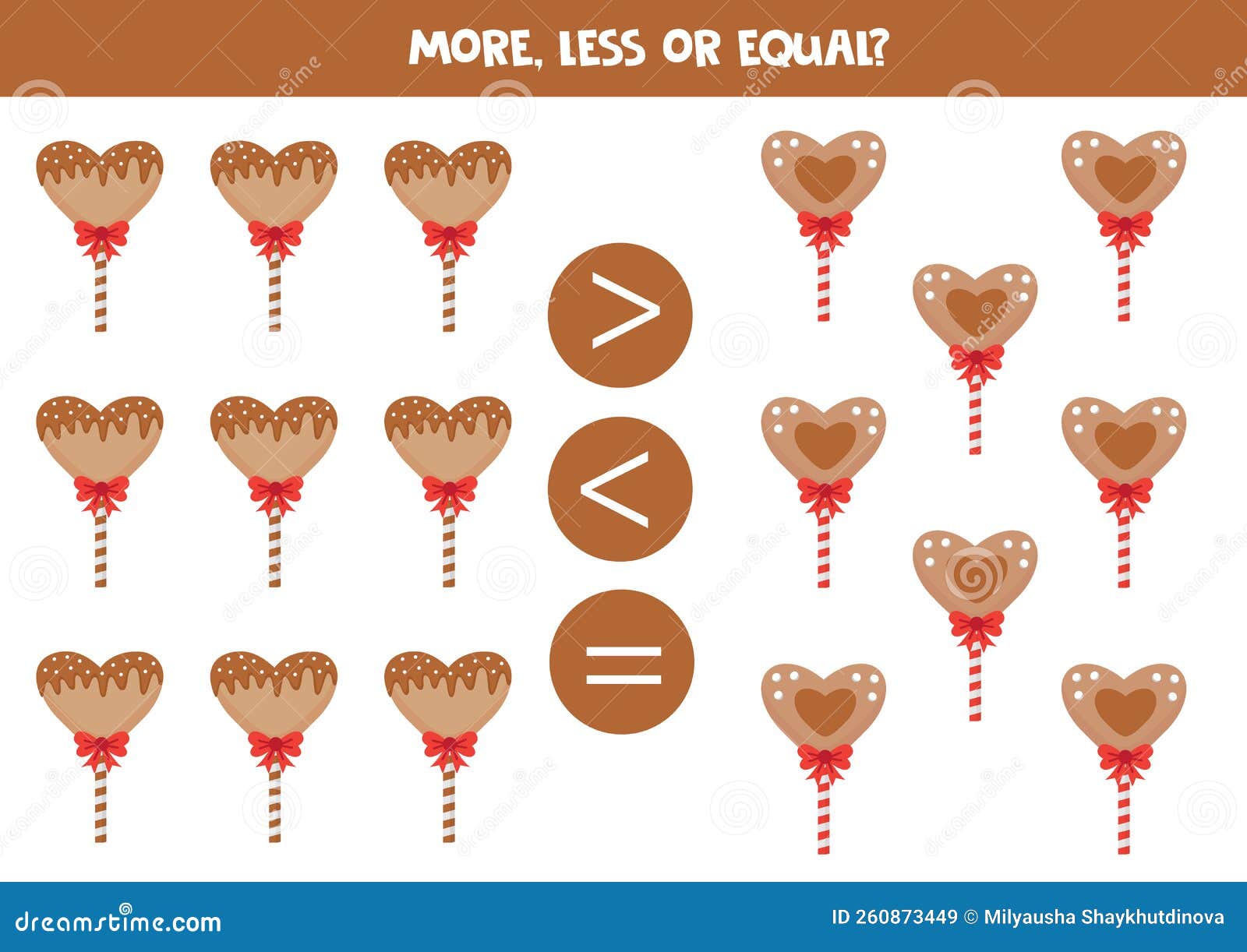 More, less or Equal with Cartoon Cute Lollipops Stock Vector ...