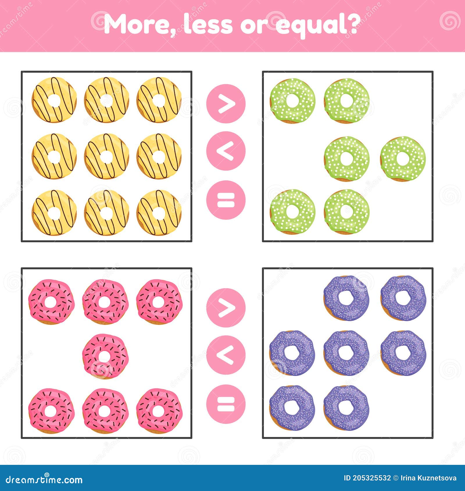 More, less or Equal. Educational Math Game for Kids Preschool and ...