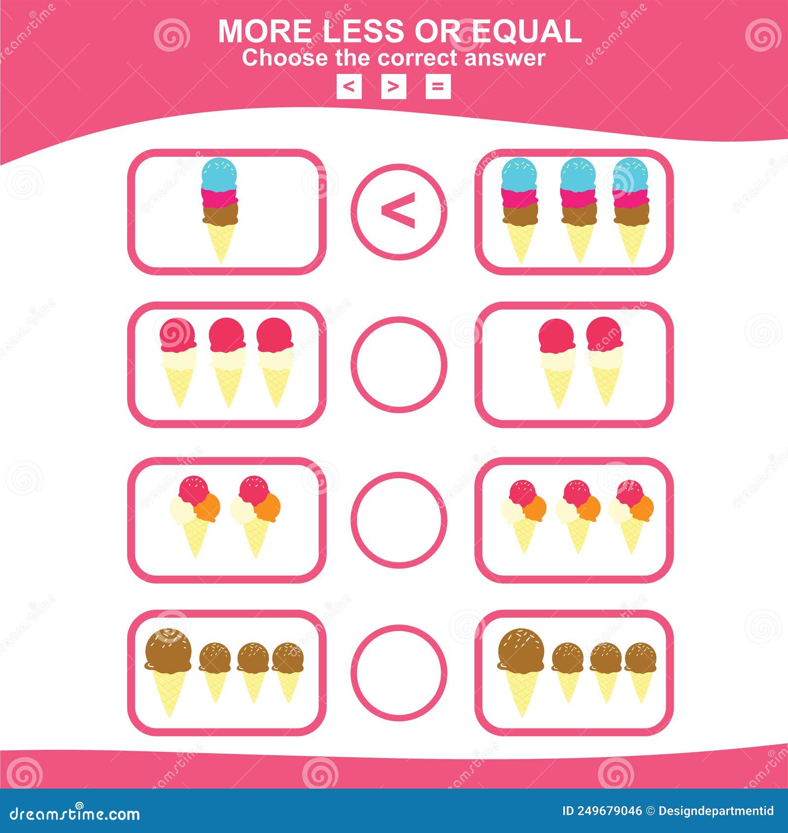 More less or Equal Worksheet Stock Vector - Illustration of sheet ...