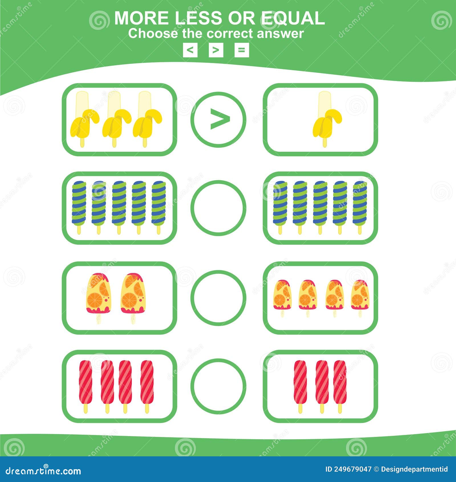 More less or Equal Worksheet Stock Vector - Illustration of activities ...