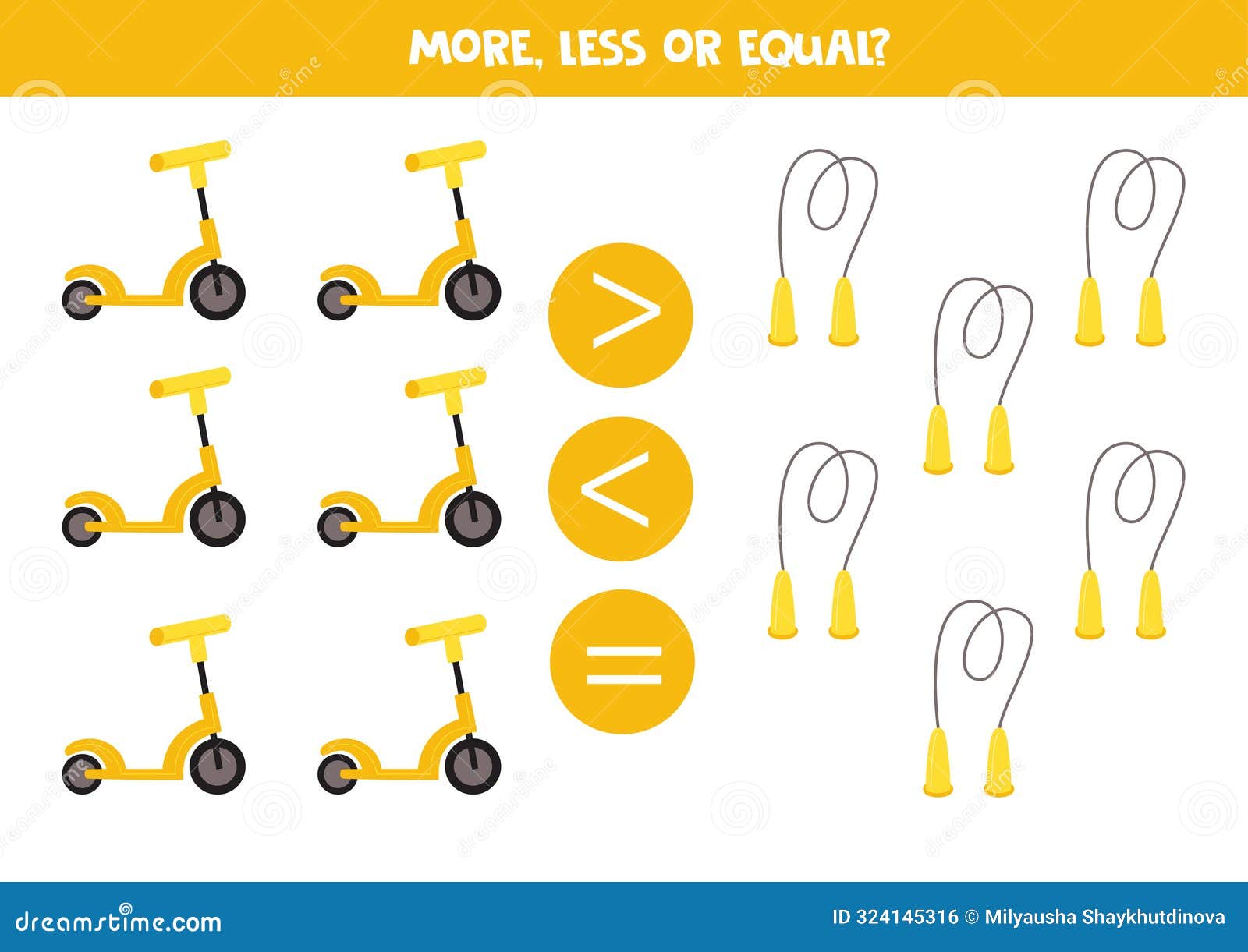 More, Less Or Equal With Cartoon Pink Actinia And Coral | CartoonDealer ...