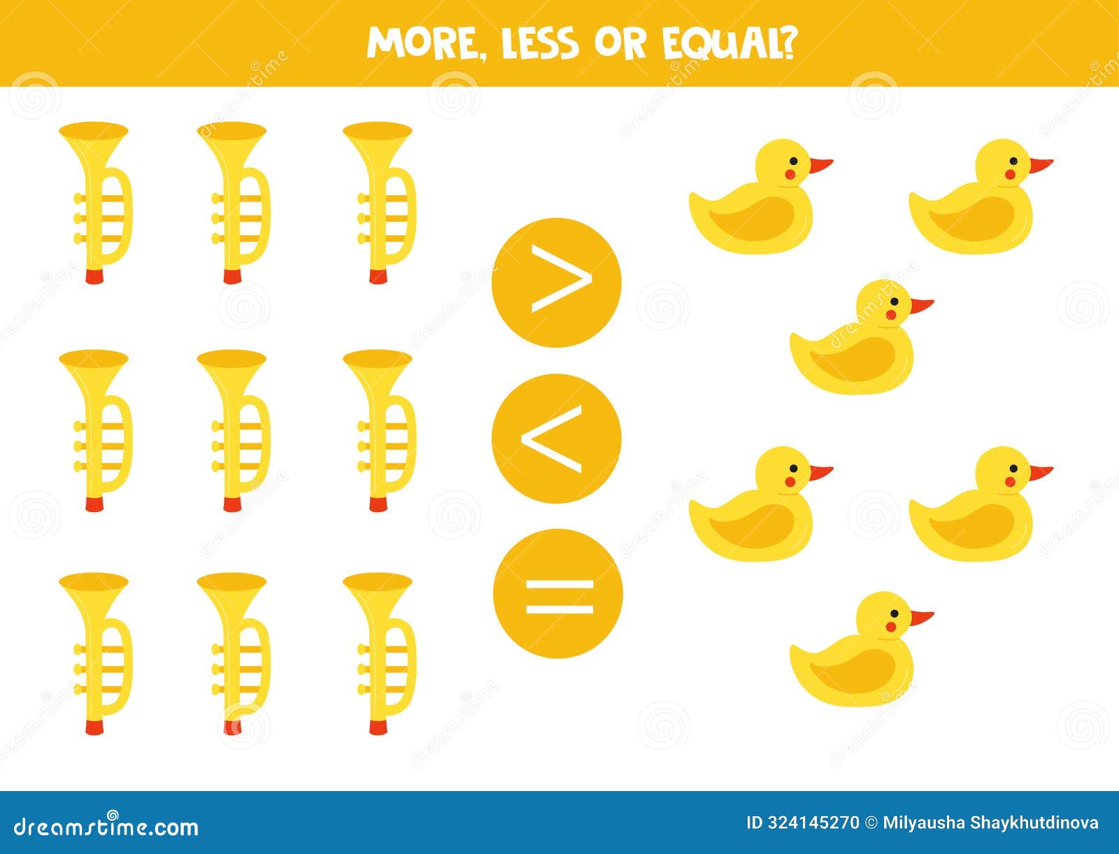 More, Less Or Equal With Cartoon Pink Actinia And Coral | CartoonDealer ...