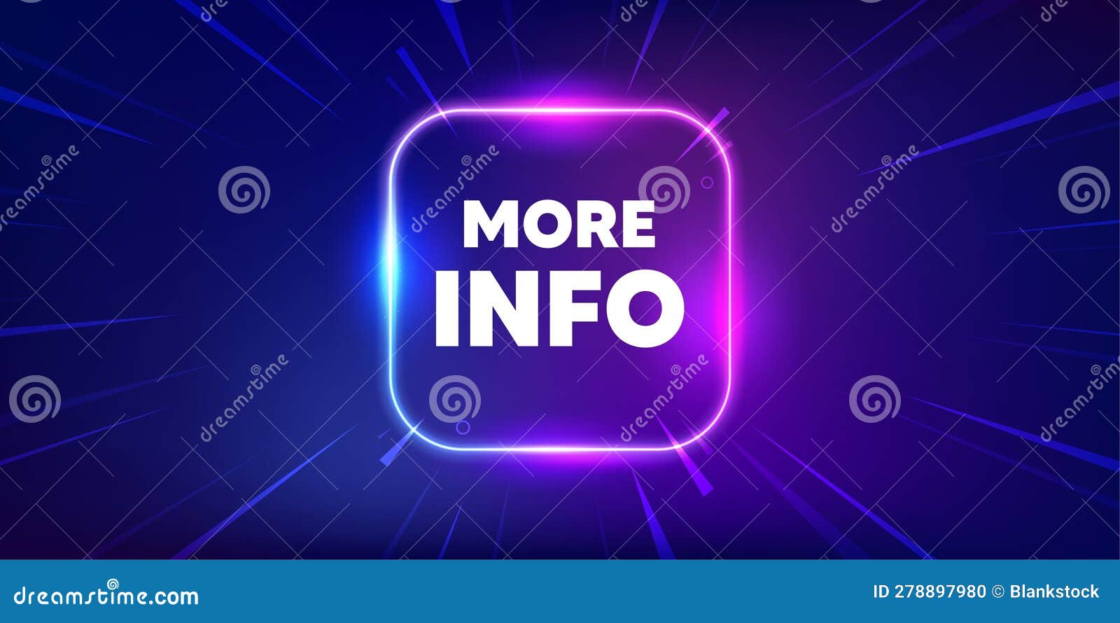 More Info Symbol. Navigation Sign. Neon Light Frame Box. Vector Stock ...