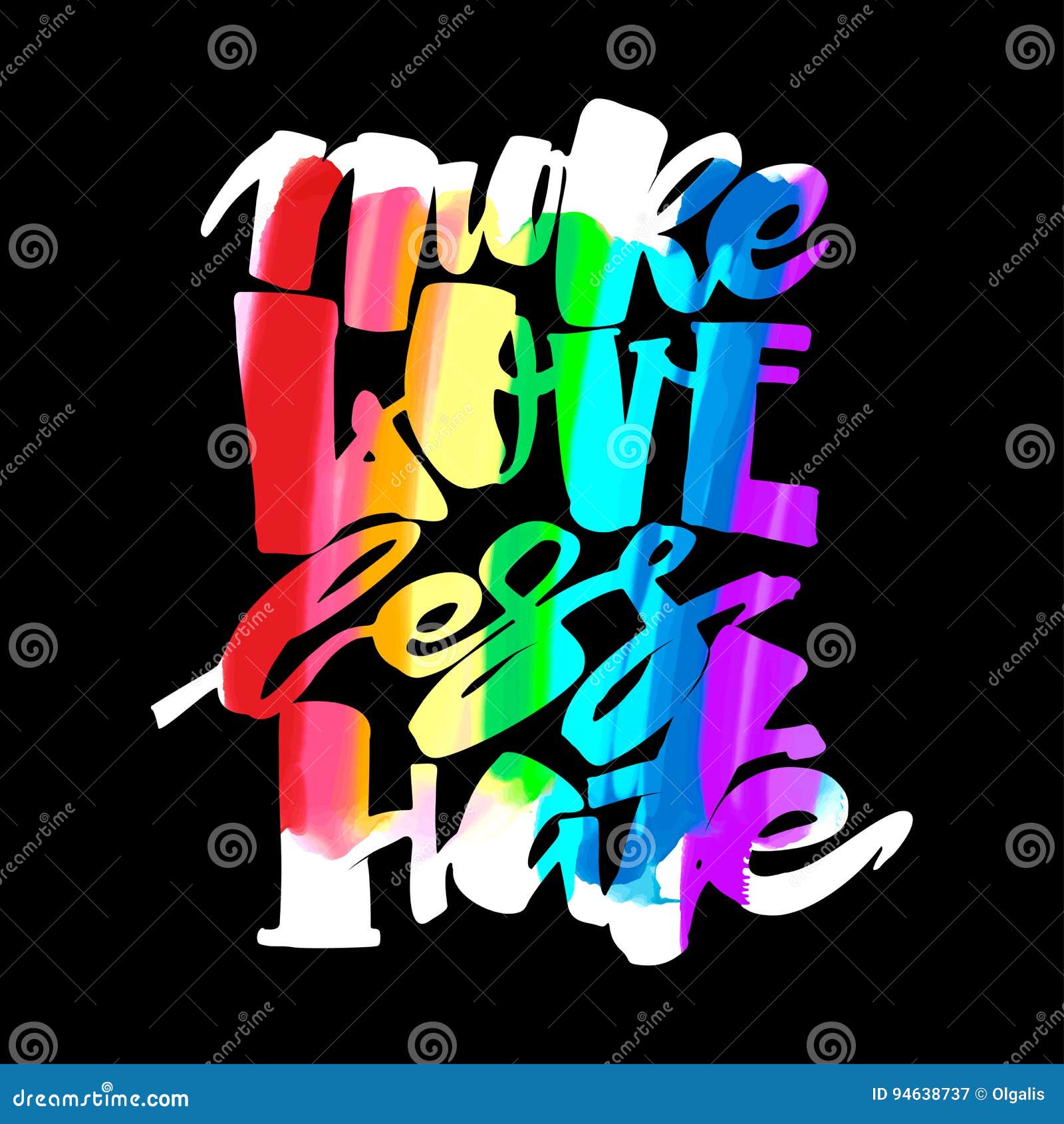 More Love Less Hate Gay Pride Lettering Calligraphic Concept I Stock
