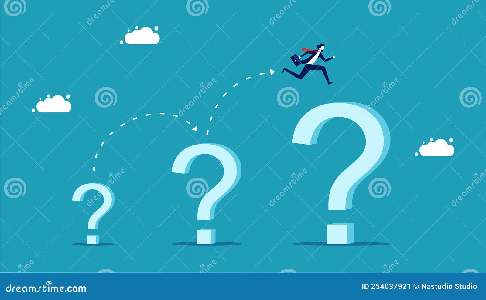 More Problems. Businessman Runs on a Growing Question Mark Stock Vector ...