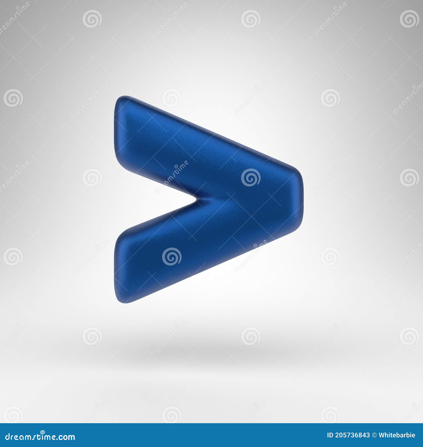 Less Than Symbol On White Background. Anodized Blue 3D Sign With Matte ...