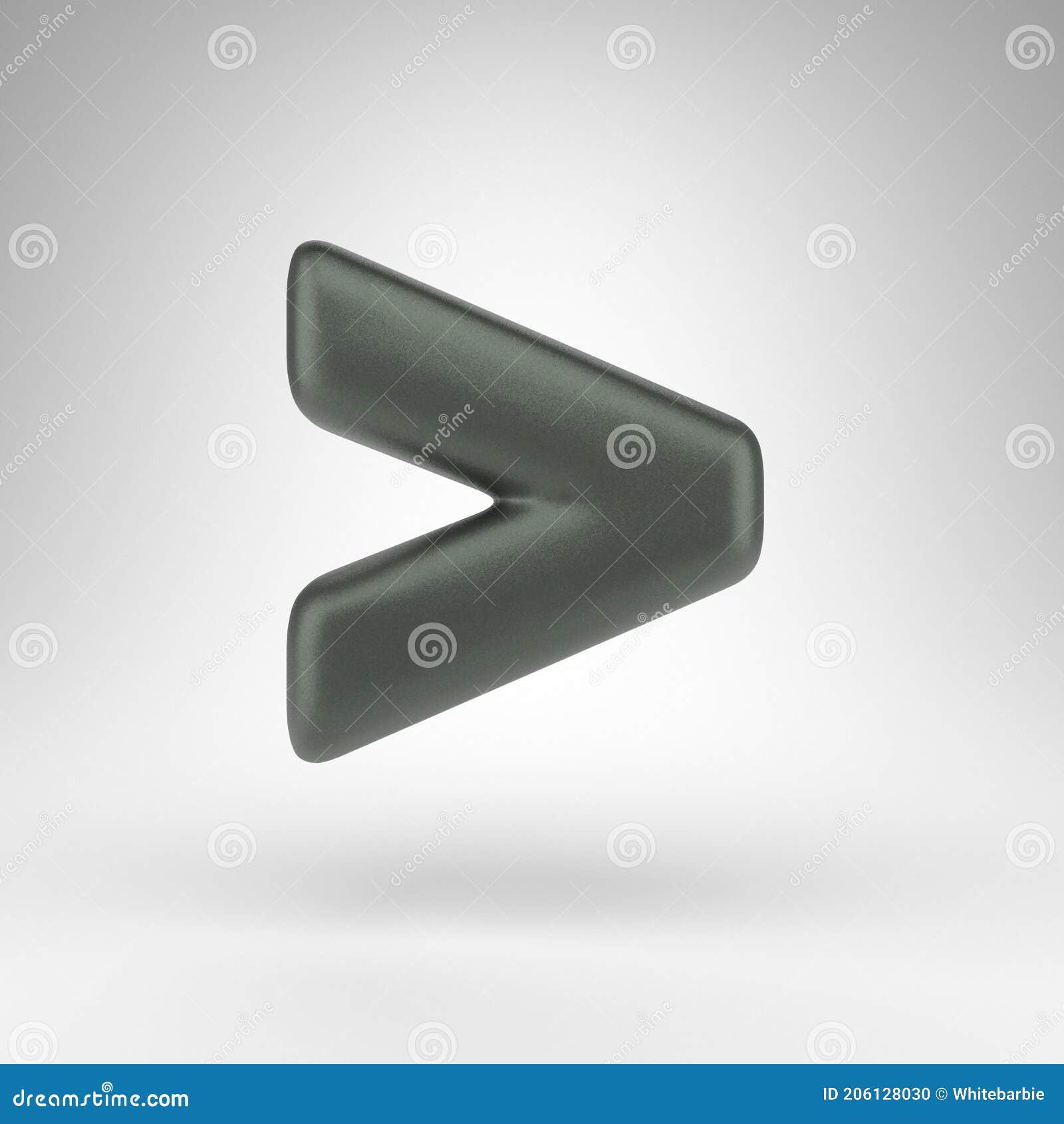 Less Than Symbol On White Background. Anodized Green 3D Sign With Matte ...