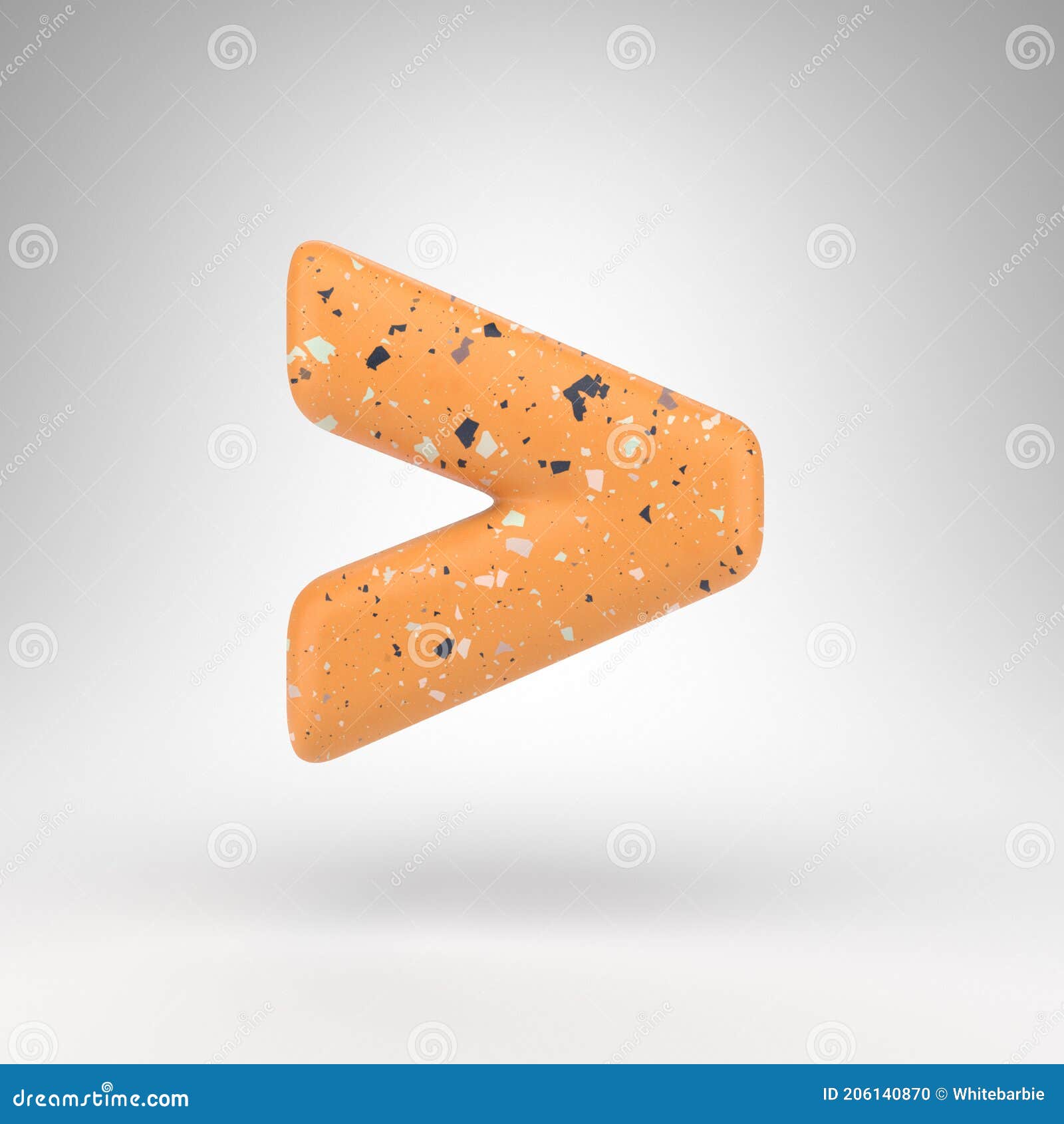 Less Than Symbol On White Background. 3D Sign With Blue Terrazzo ...