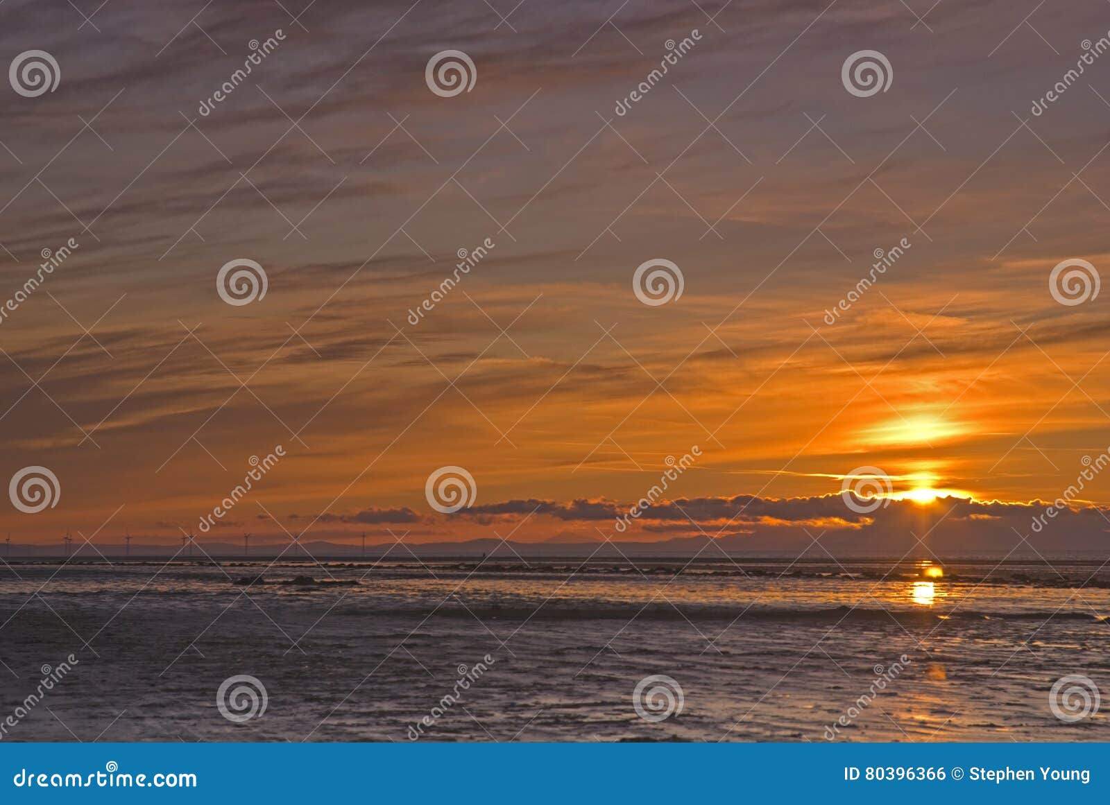 Morecambe bay Sunset stock photo. Image of mudflats, reflecting - 80396366
