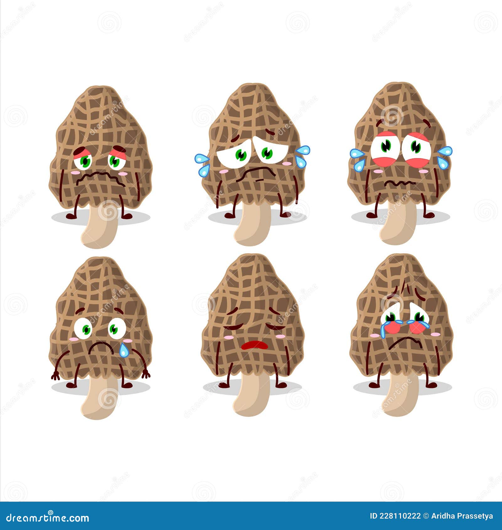 Morel Cartoon in Character with Sad Expression Stock Vector ...