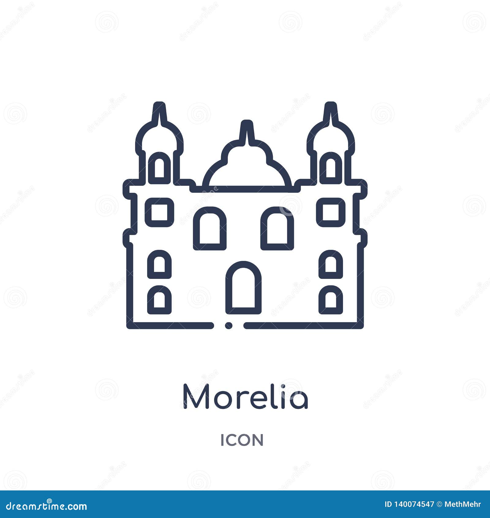 Morelia Cathedral In Mexico Icon On White Background. Simple Element ...