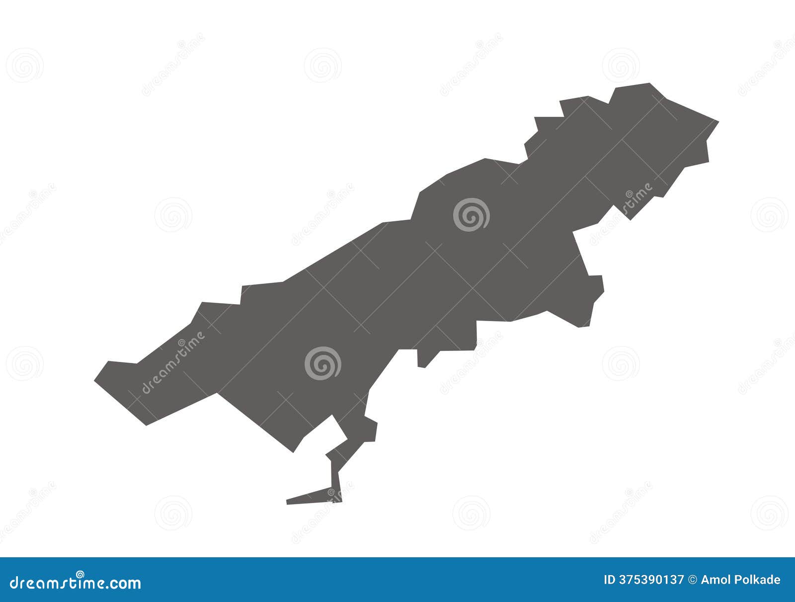 Morena District Of Madhya Pradesh Outline Map On A White Background ...