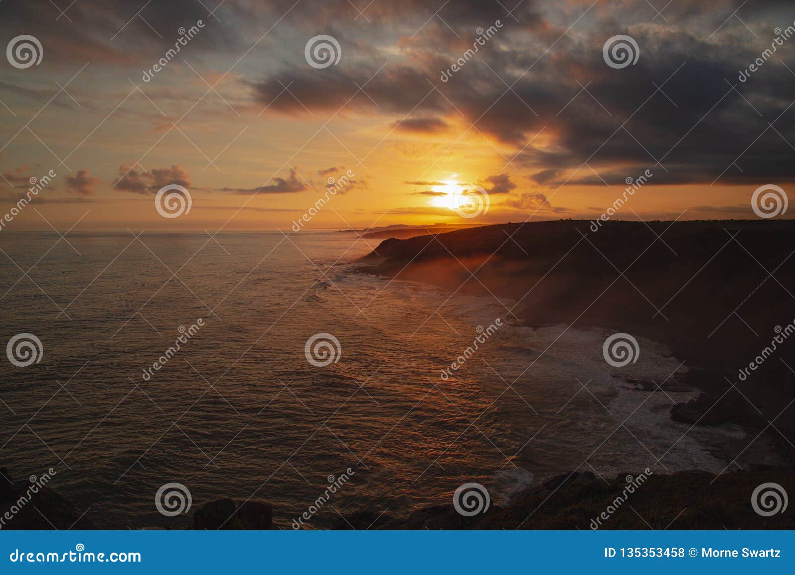 Morgan Bay Cliffs at Sunset Stock Photo - Image of rocks, nature: 135353458