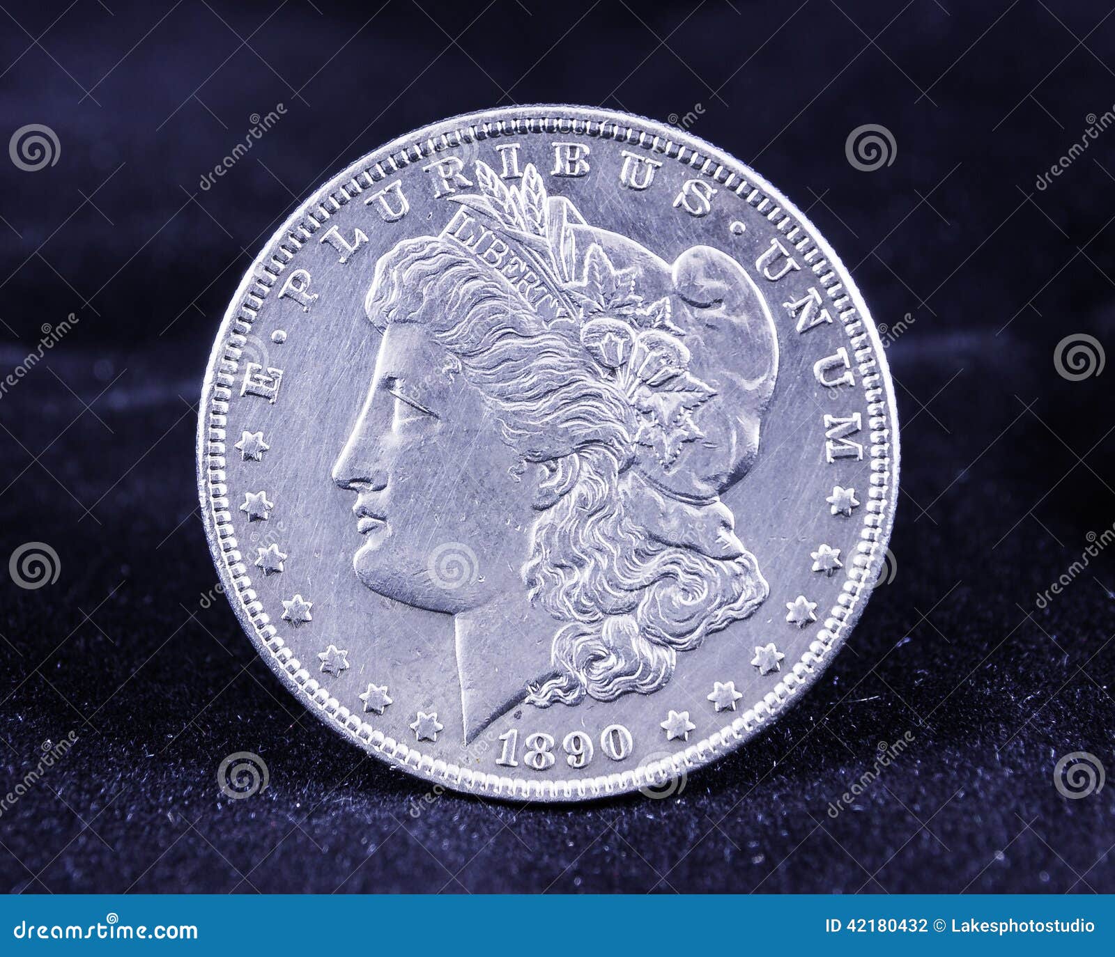 Morgan Silver Dollar 1890 stock photo. Image of business - 42180432