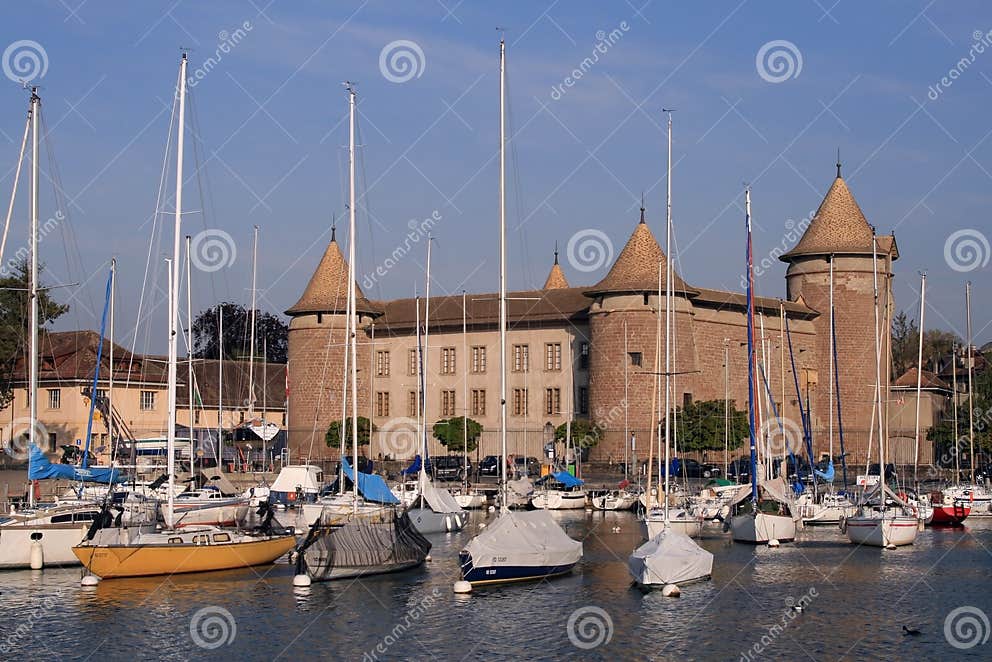 Morges Castle in Switzerland Stock Photo - Image of harbor, water: 5261834