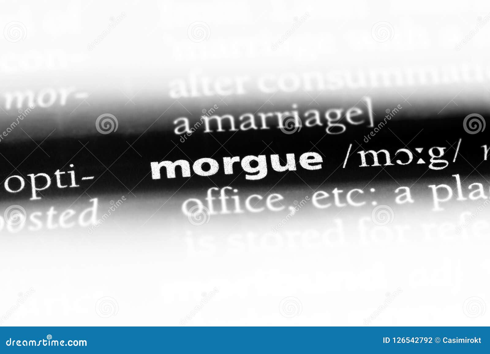 Morgue stock photo. Image of english, idea, info, macro - 126542792