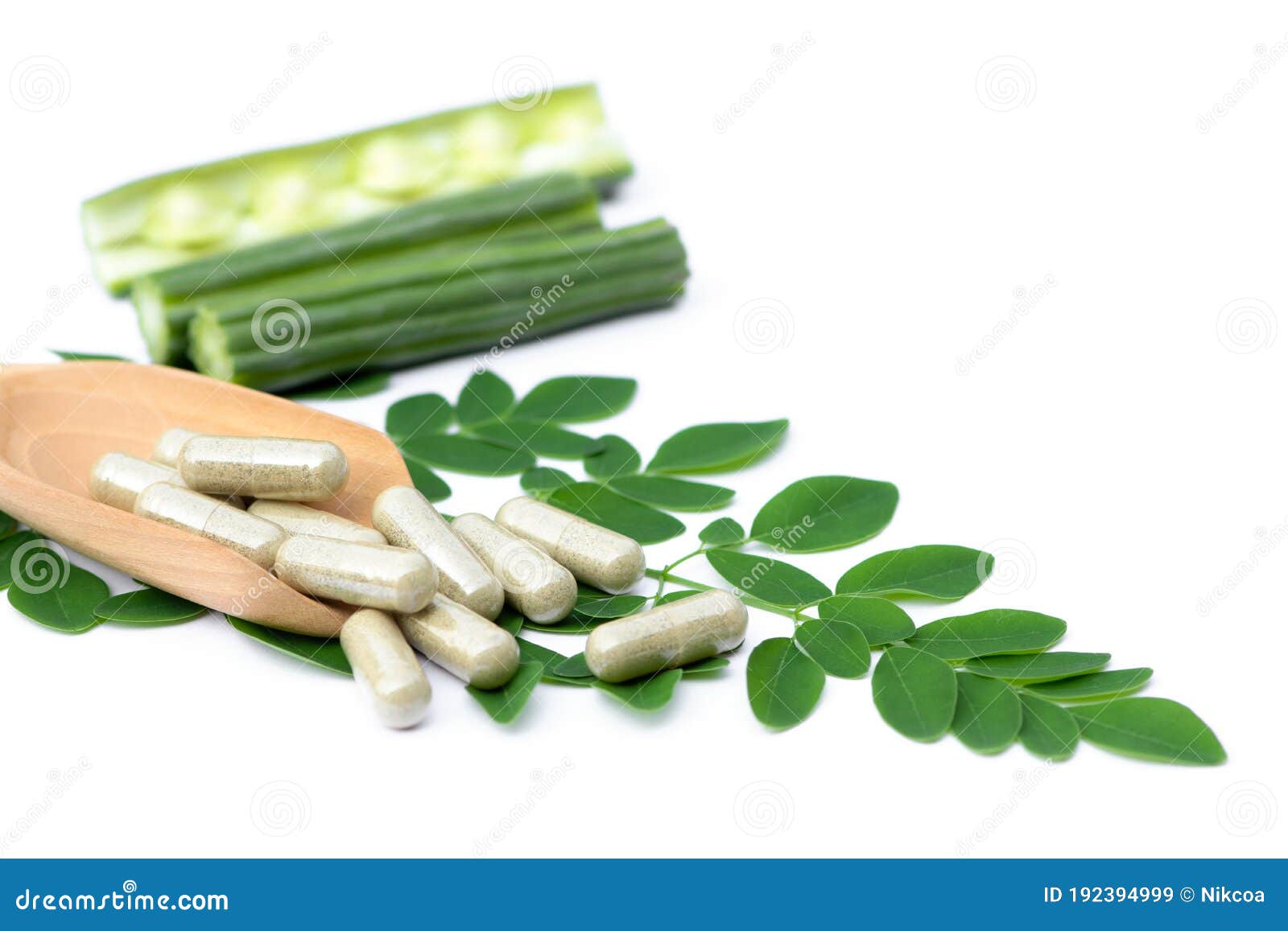 Moringa Oleifera Powder Capsules Horse Radish or Drumstick Stock Image ...