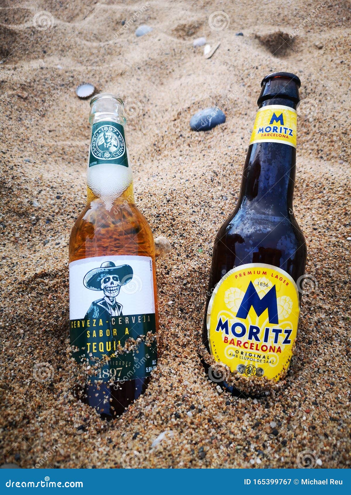 Moritz, Barcelona, Beer, Cerveza, Beach Editorial Photography - Image ...