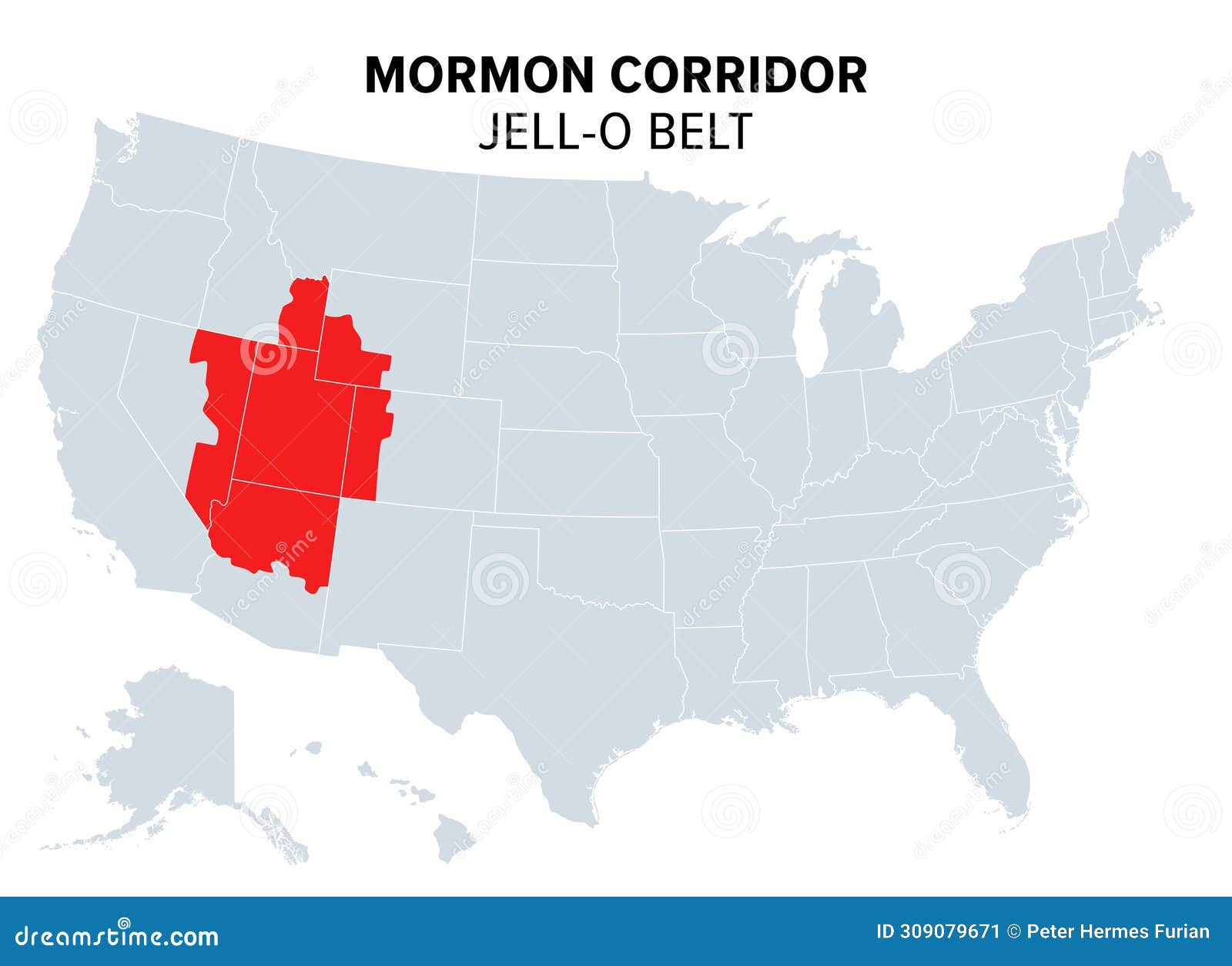 Mormon Corridor of the United States, Jell-O Belt, Political Map Stock ...